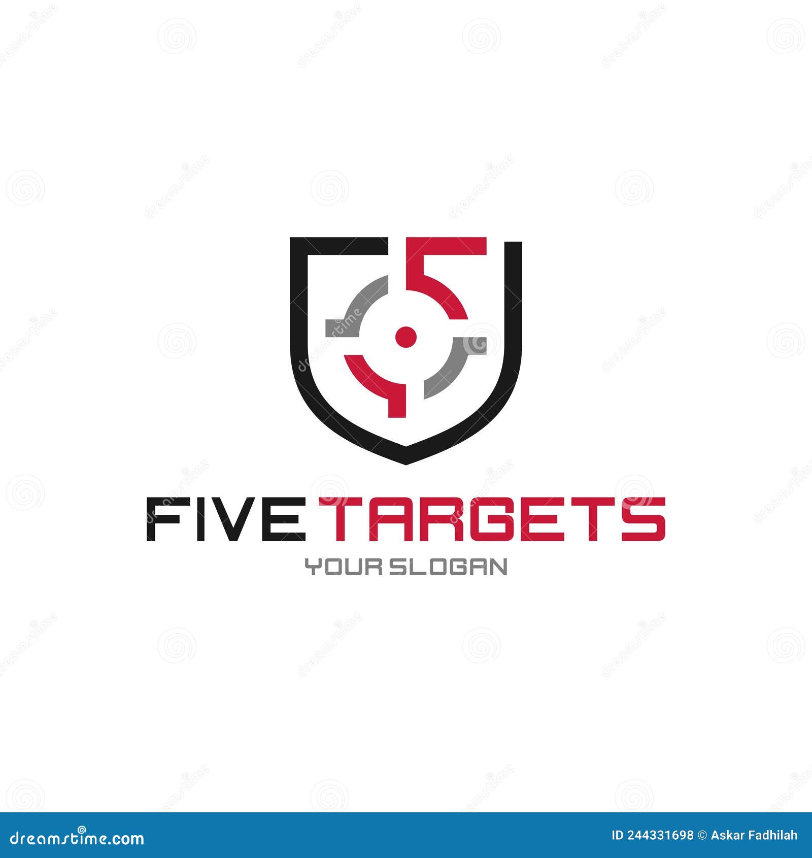 Shield and Target Logo with Number 5 Shaped Stock Vector - Illustration ...