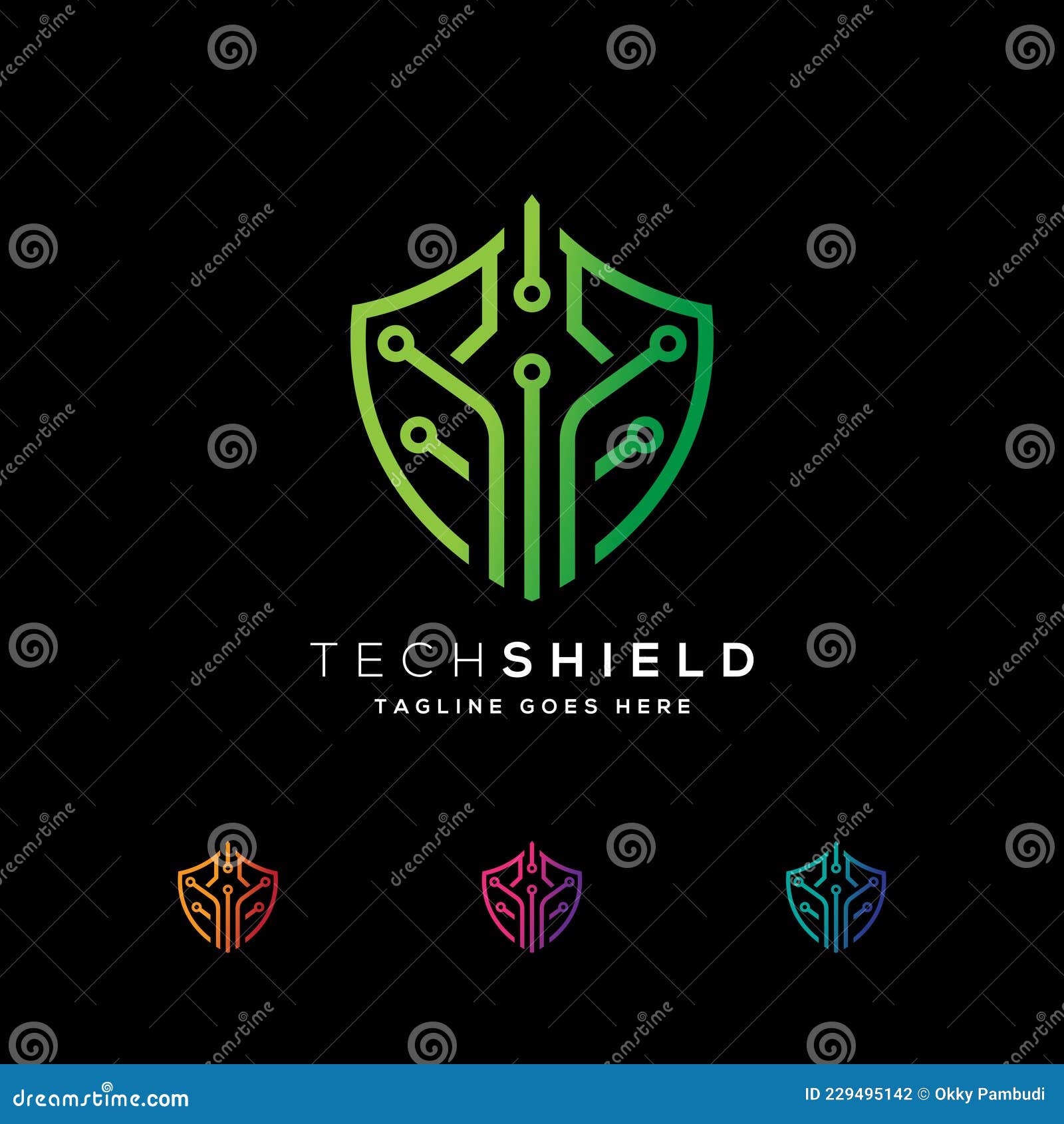 Shield Tech Logo Design with Modern Concept Stock Vector - Illustration ...