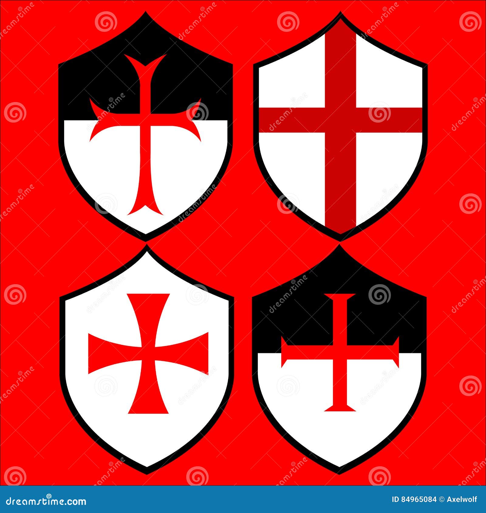 Shield Of The Templar Knight Set Stock Vector Illustration Of