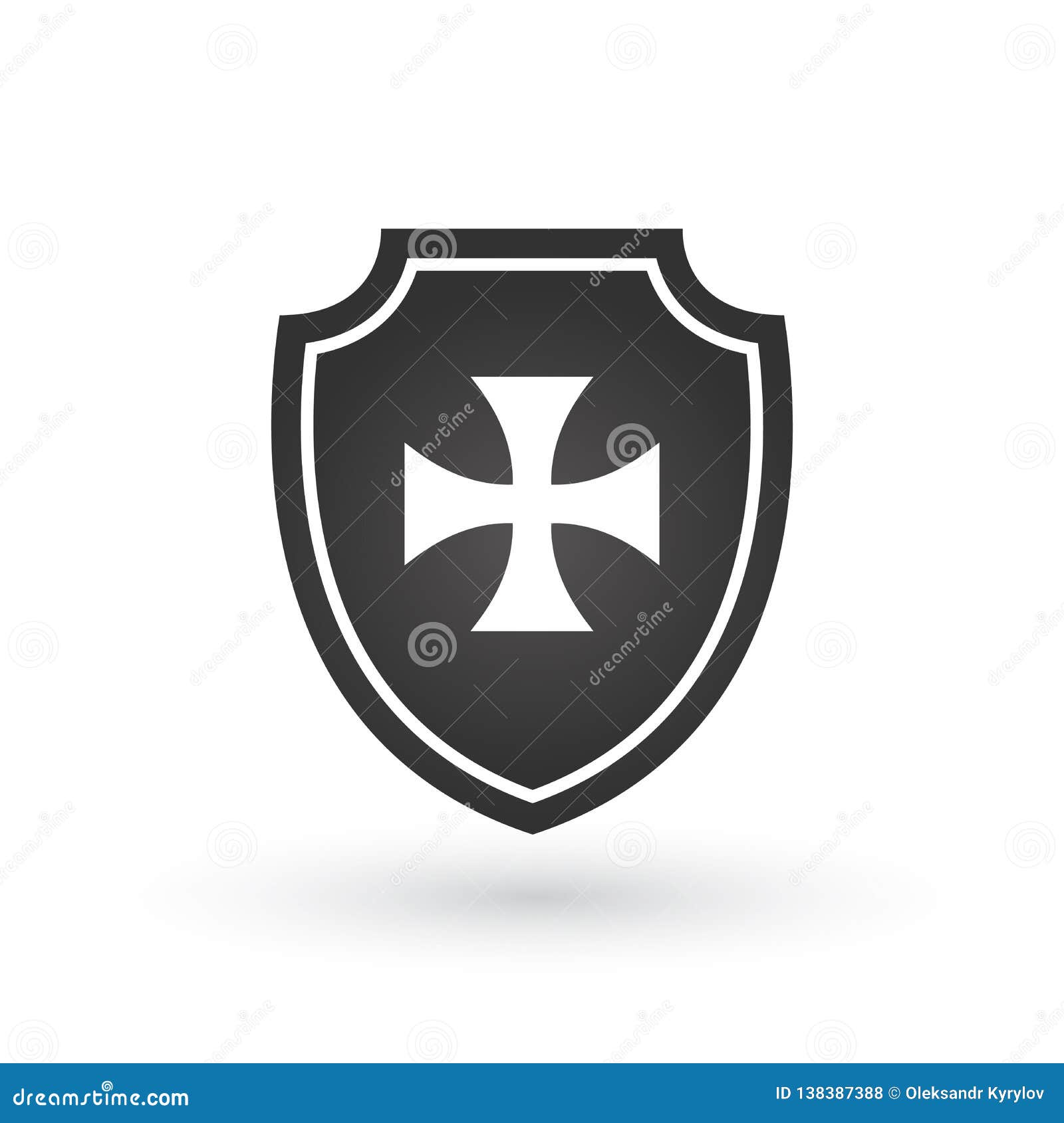 Shield Of Templar Knights Cross Of The Templars Isolated On White