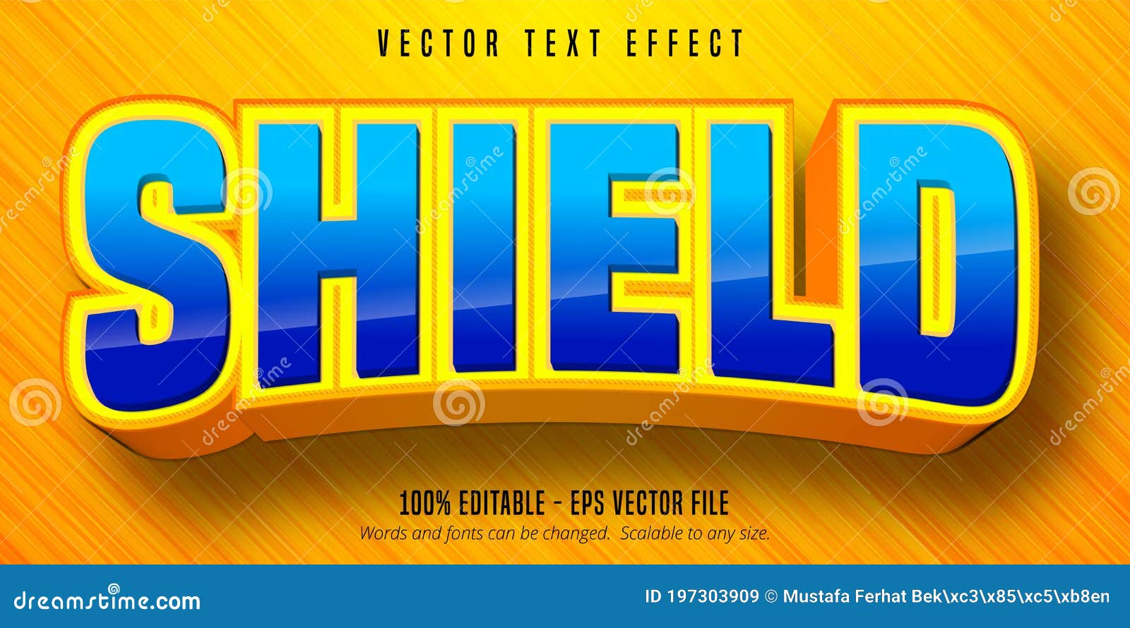 Shield Text, Cartoon Style Editable Text Effect Stock Vector ...