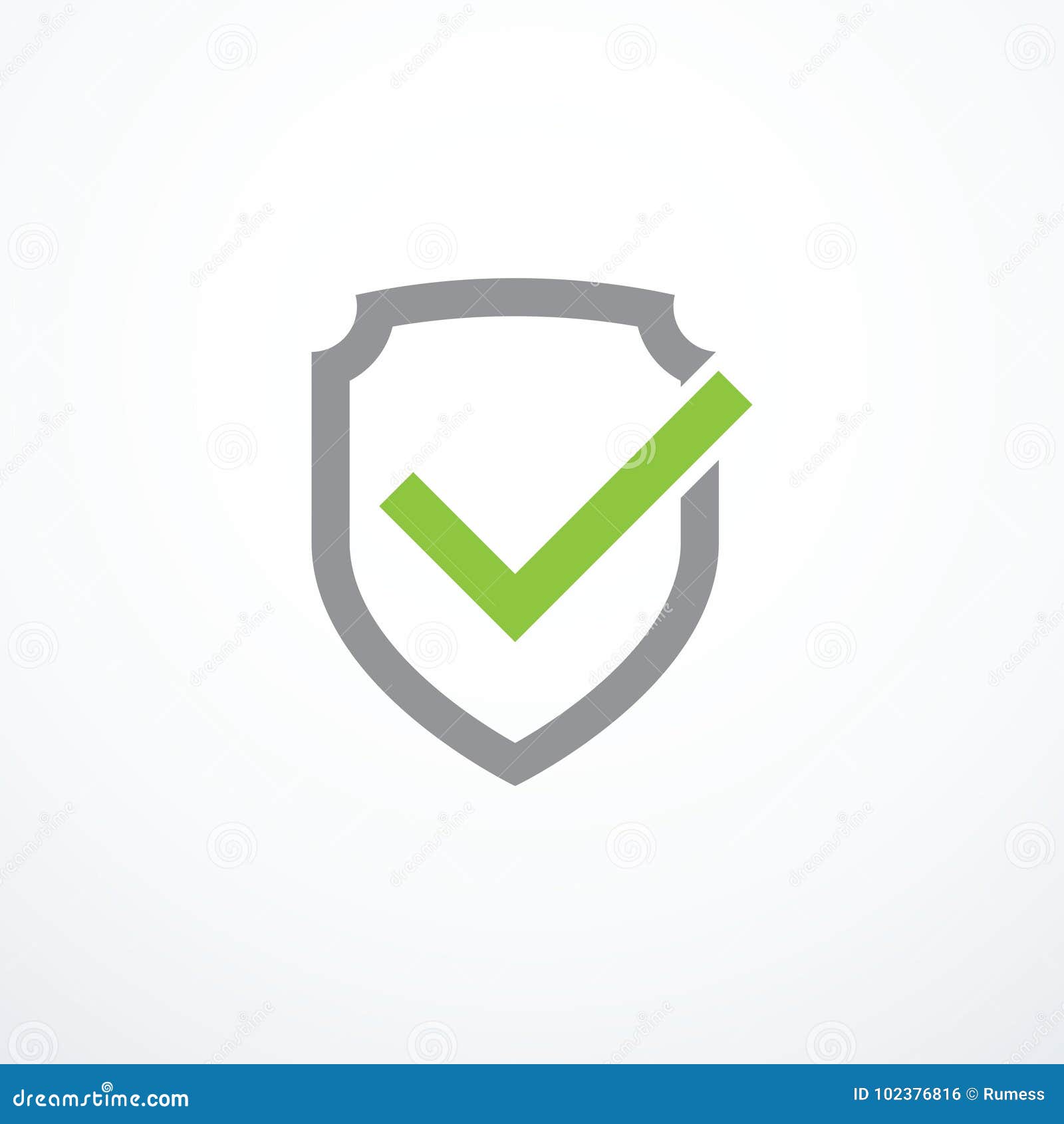 Shield and tick icon stock vector. Illustration of icon - 102376816