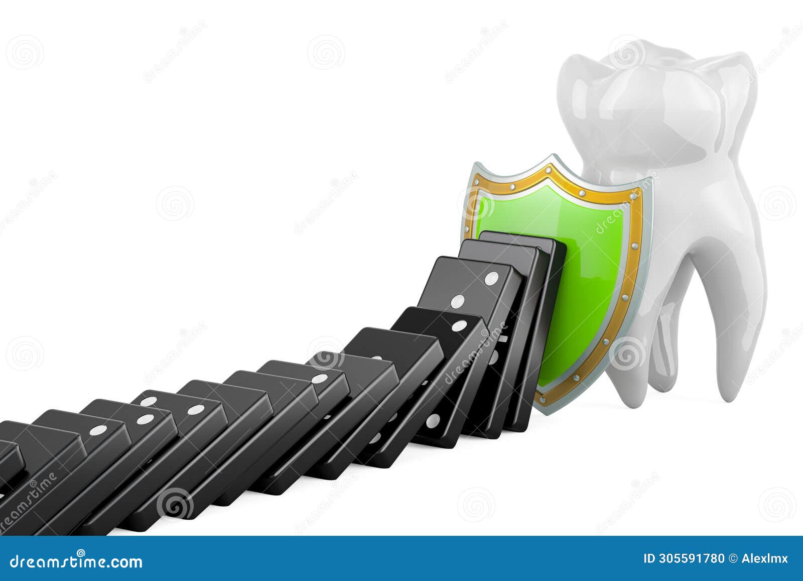Shield before Tooth, Stop Domino Effect. Protect of Teeth, Concept ...