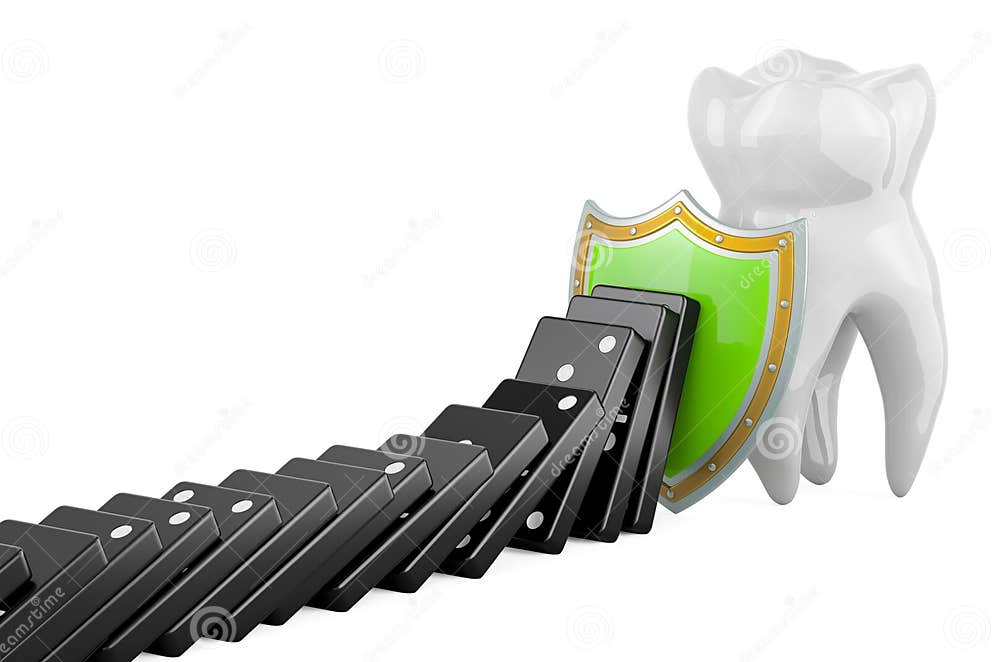 Shield before Tooth, Stop Domino Effect. Protect of Teeth, Concept ...