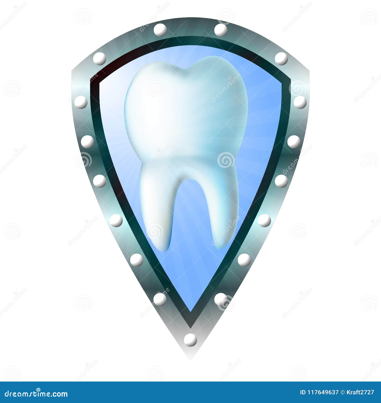 Shield with tooth stock vector. Illustration of design - 117649637