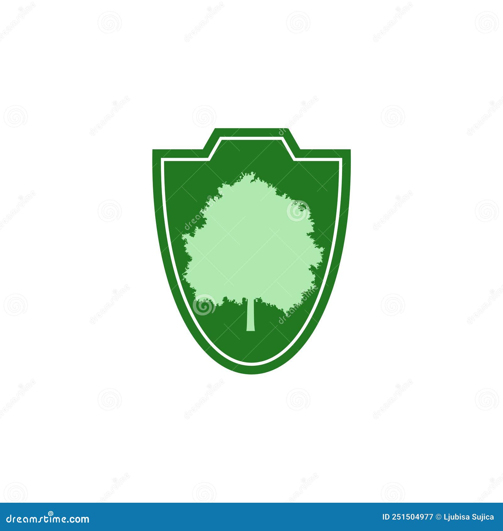 Shield with Tree Icon Isolated on White Background Stock Vector ...
