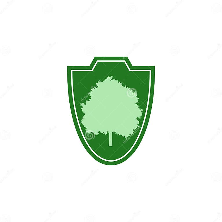 Shield with Tree Icon Isolated on White Background Stock Vector ...