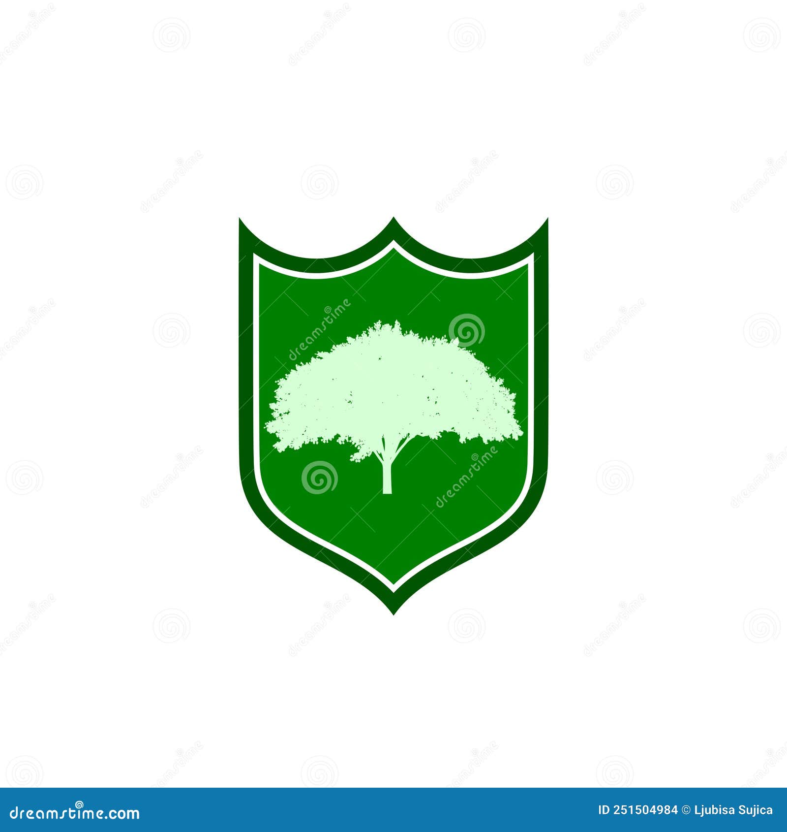 Shield with Tree Icon Isolated on White Background Stock Vector ...