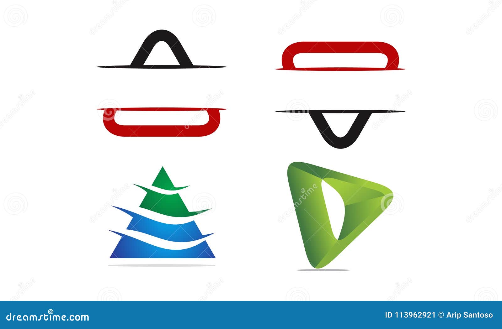 Shield Triangle Emblem Logo Blank Template Set Stock Vector ...