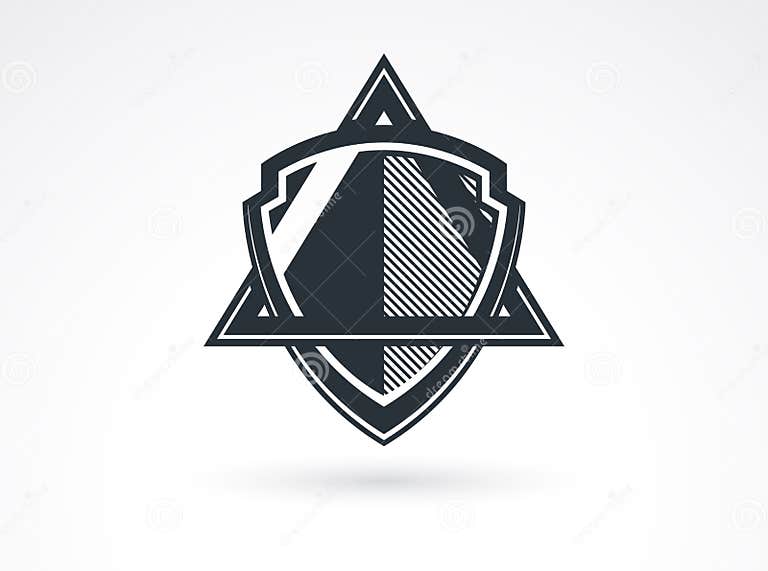 Shield with Triangle Sign Vector Symbol. Stock Vector - Illustration of ...