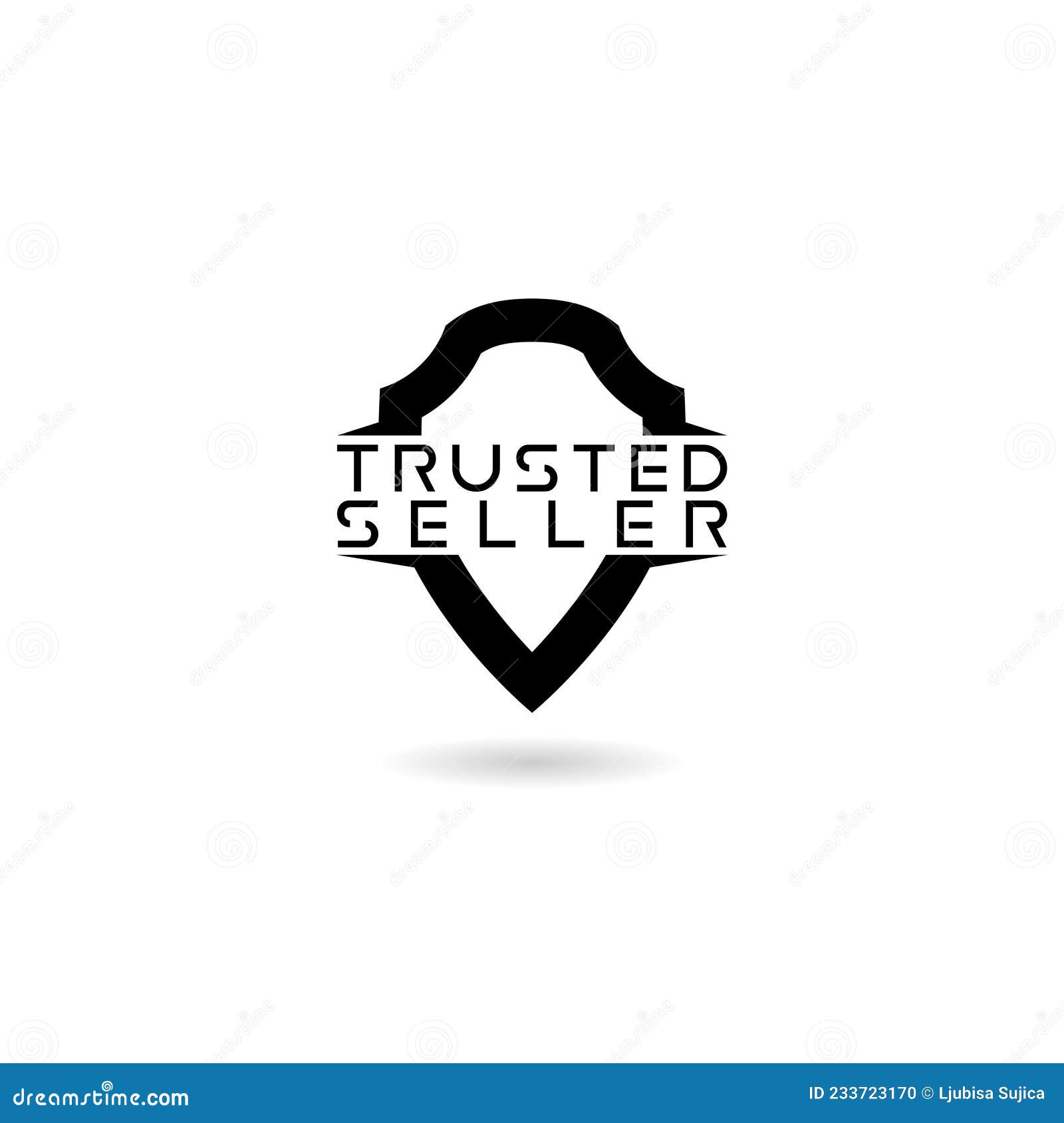 Shield Trusted Seller Icon with Shadow Stock Vector - Illustration of ...