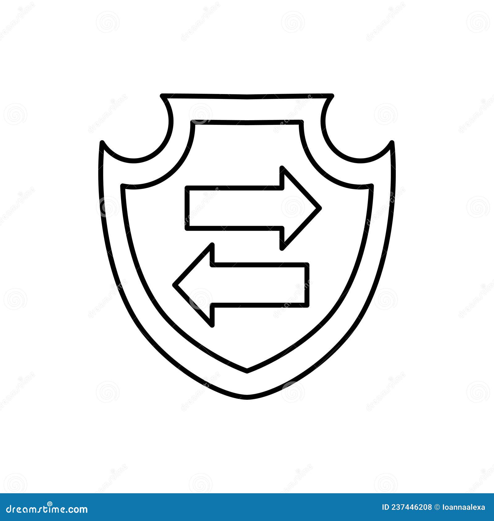 Shield with Two Arrows Pointing in Different Directions Stock Vector ...