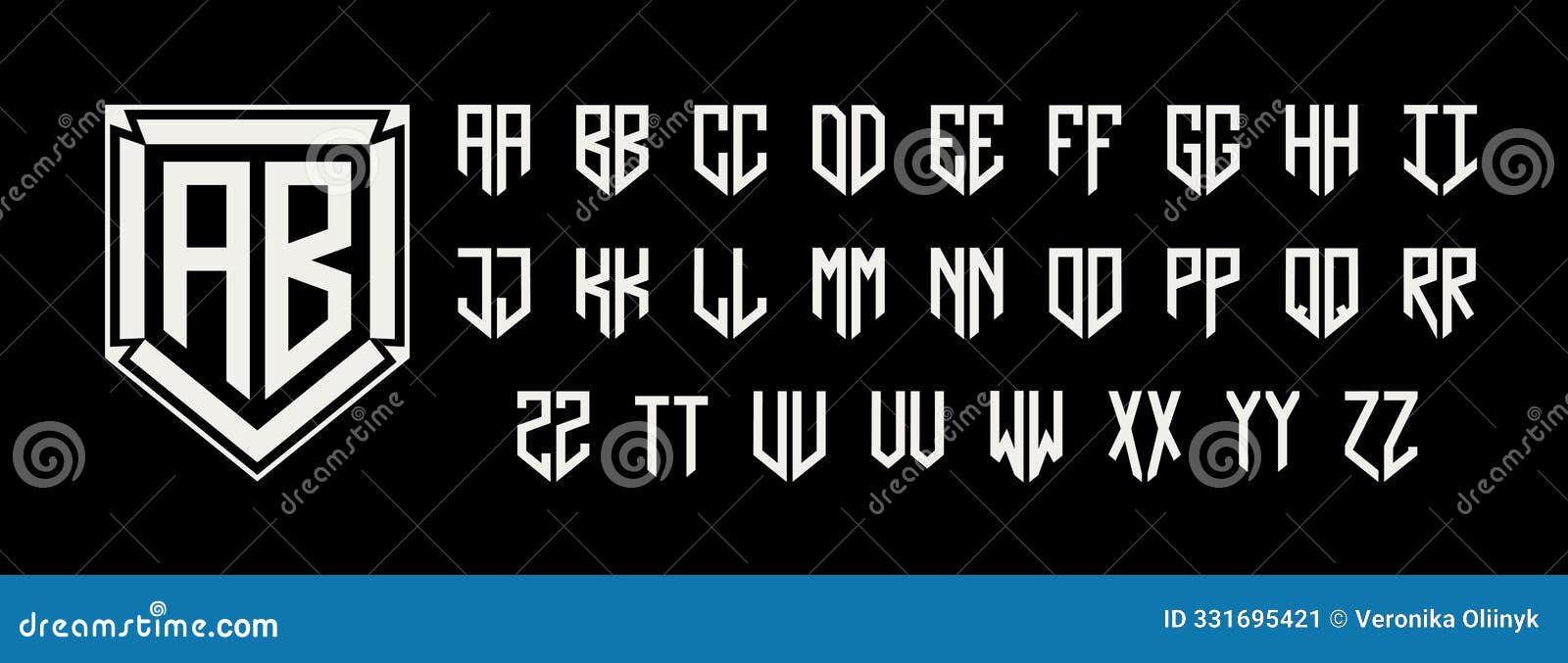 Shield Two Letters Monogram Kit. Initials Letter Pair, Geometric ... Shield Two Letters Monogram Kit. Initials Letter Pair, Geometric ...