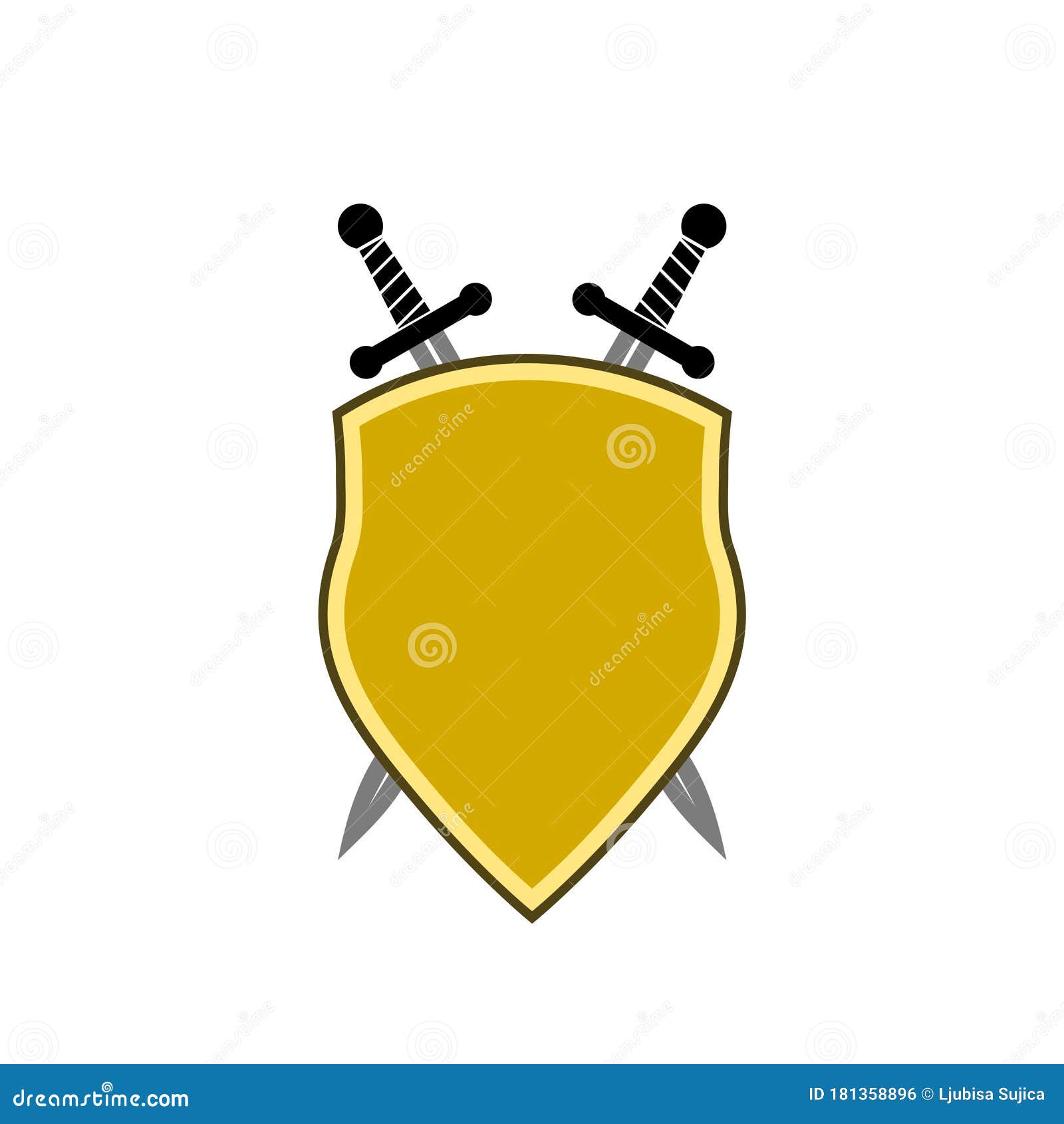 Shield and Two Swords Icon Isolated on White Background Stock Vector ...