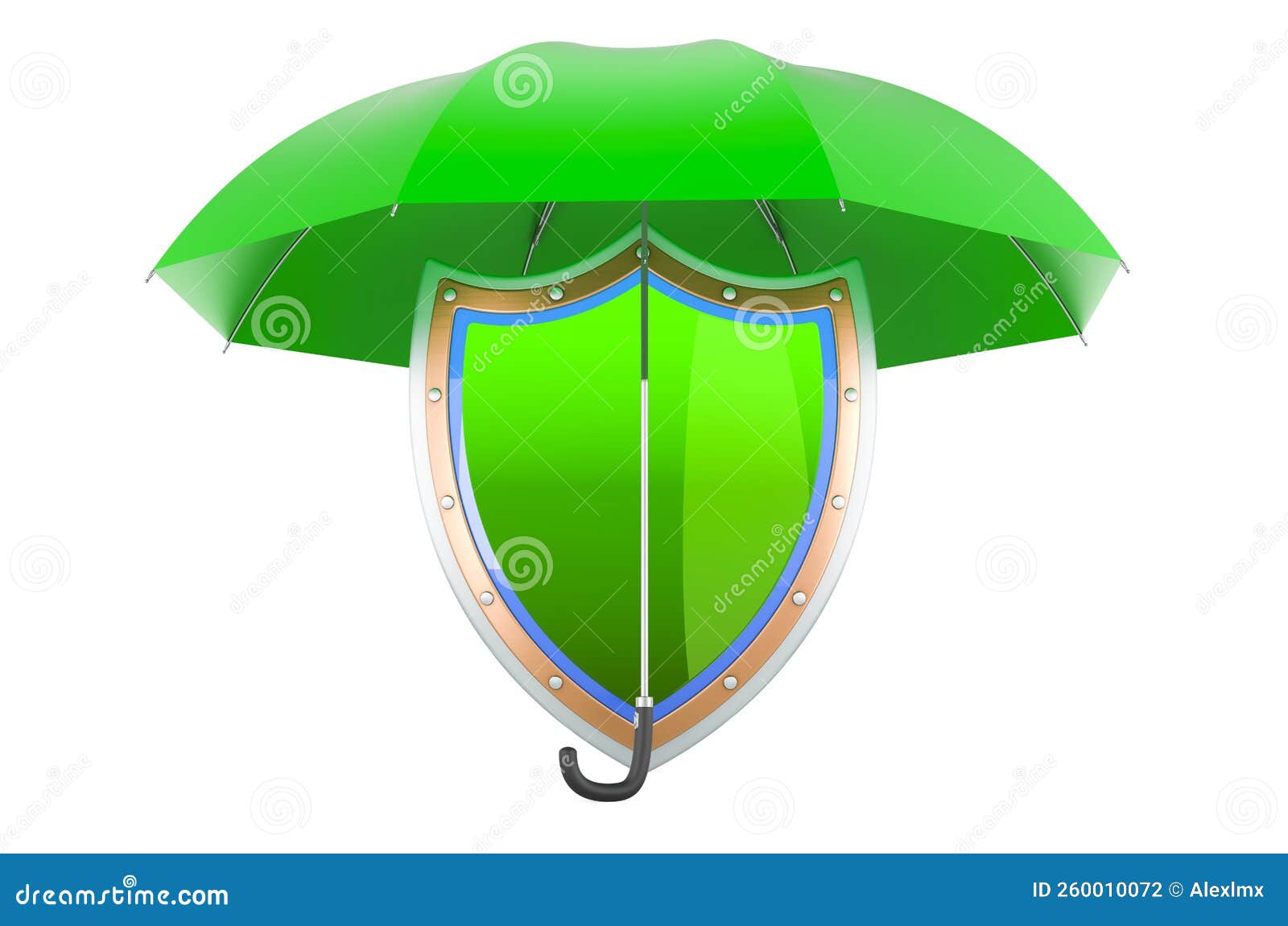 Shield Under Umbrella, 3D Rendering Stock Illustration - Illustration ...