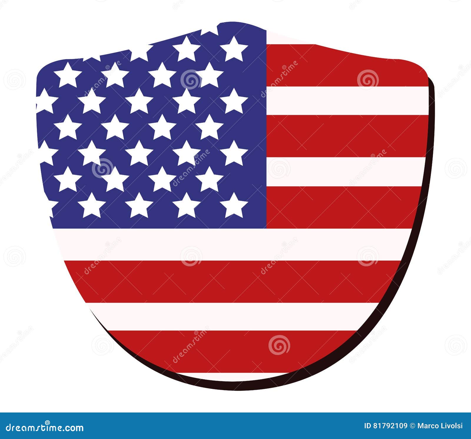 Shield with US flag stock illustration. Illustration of badge - 81792109