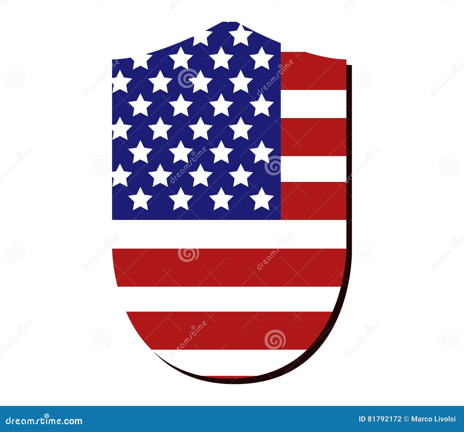 Shield with US flag stock illustration. Illustration of america - 81792172