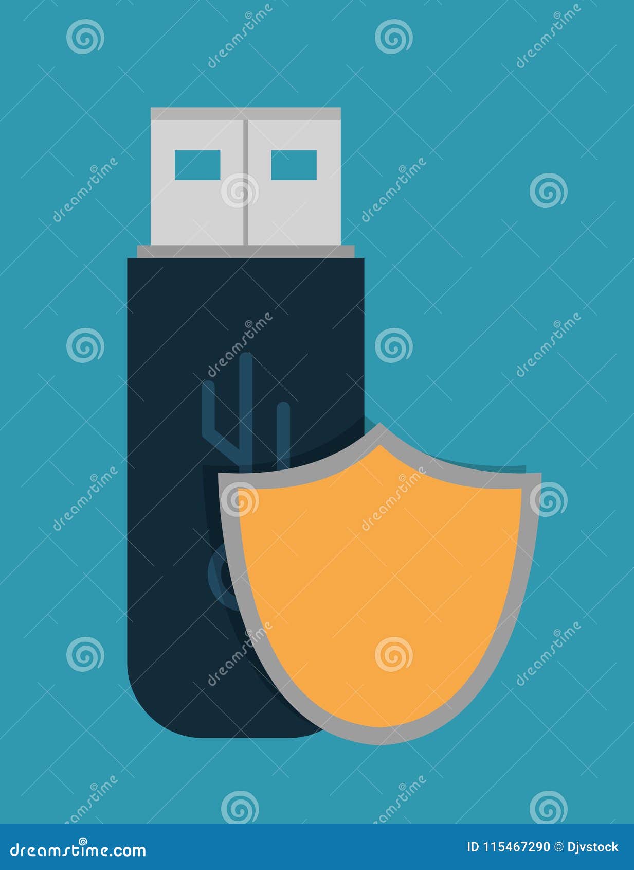 Shield Usb Cyber Security System Design Stock Vector - Illustration of ...