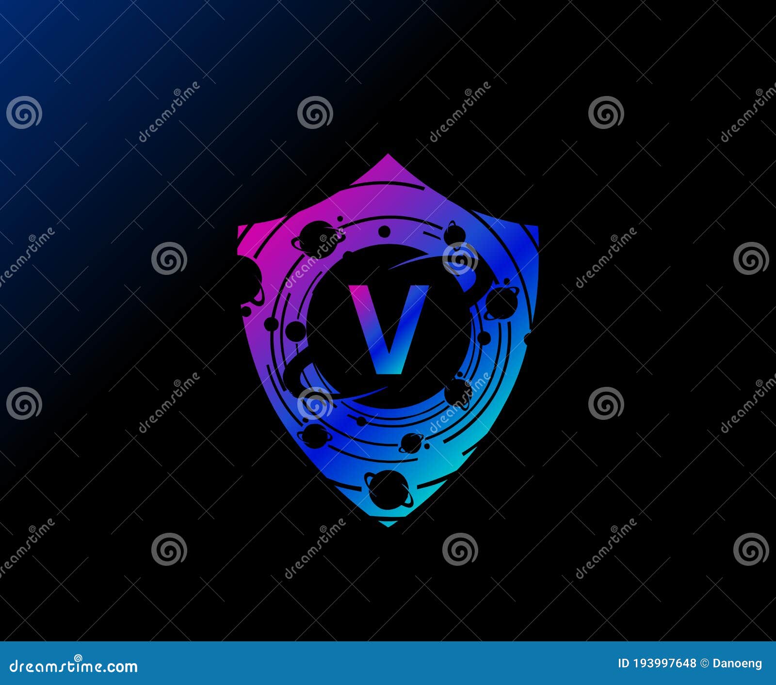Shield V Letter Design. Planet Protection Logo Concept Stock Vector ...