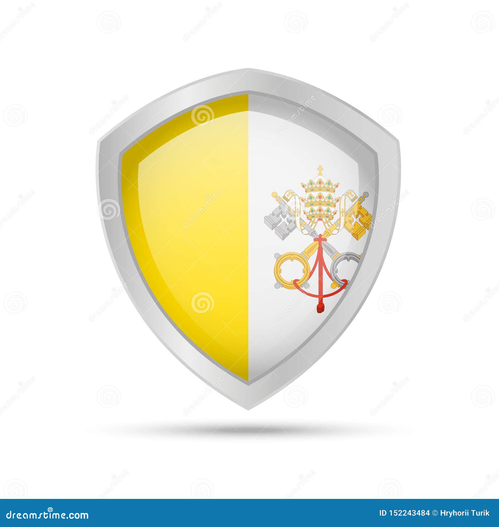 Shield with Vatican Flag on White Background Stock Illustration ...
