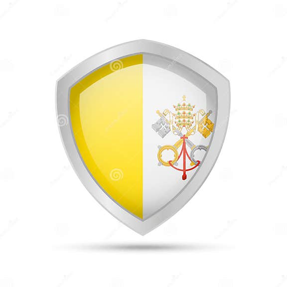 Shield with Vatican Flag on White Background Stock Illustration ...