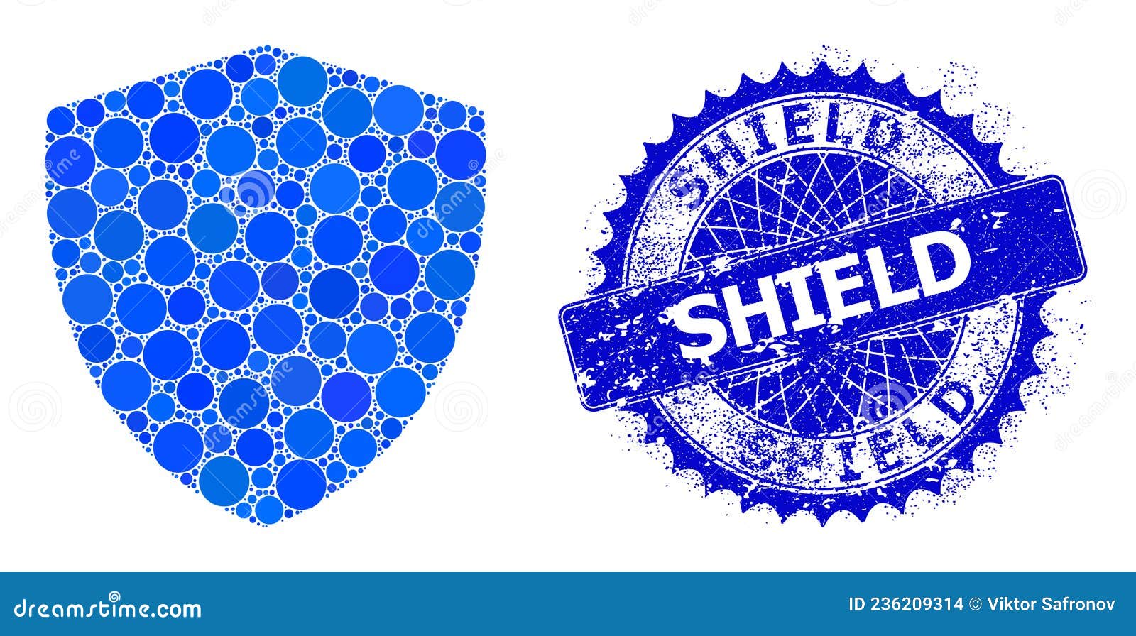 Vector Shield Composition of Dots with Scratched Shield Stamp Stock ...