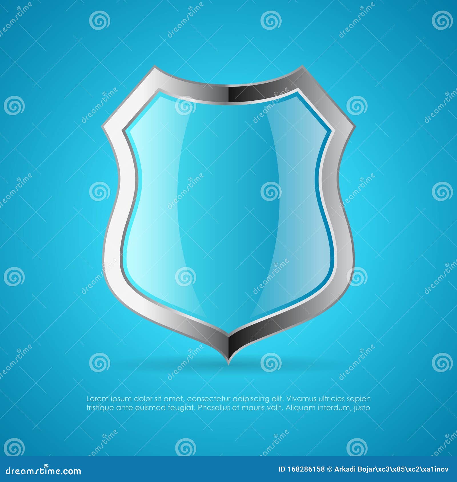 Blue shield vector icon stock vector. Illustration of glassy - 168286158