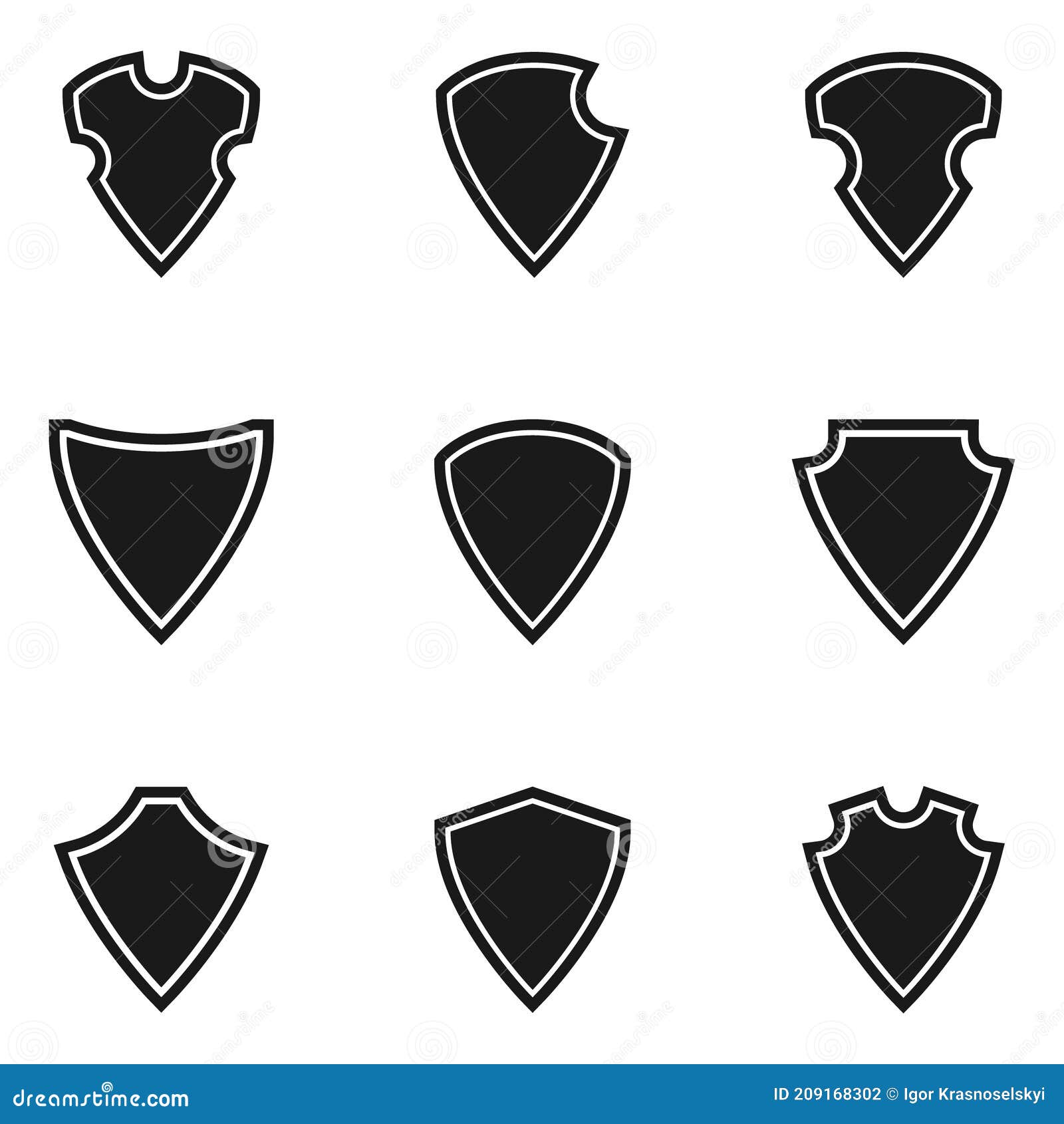 Shield Vector Icons. Shield Different Shapes in Flat Design. Shields ...