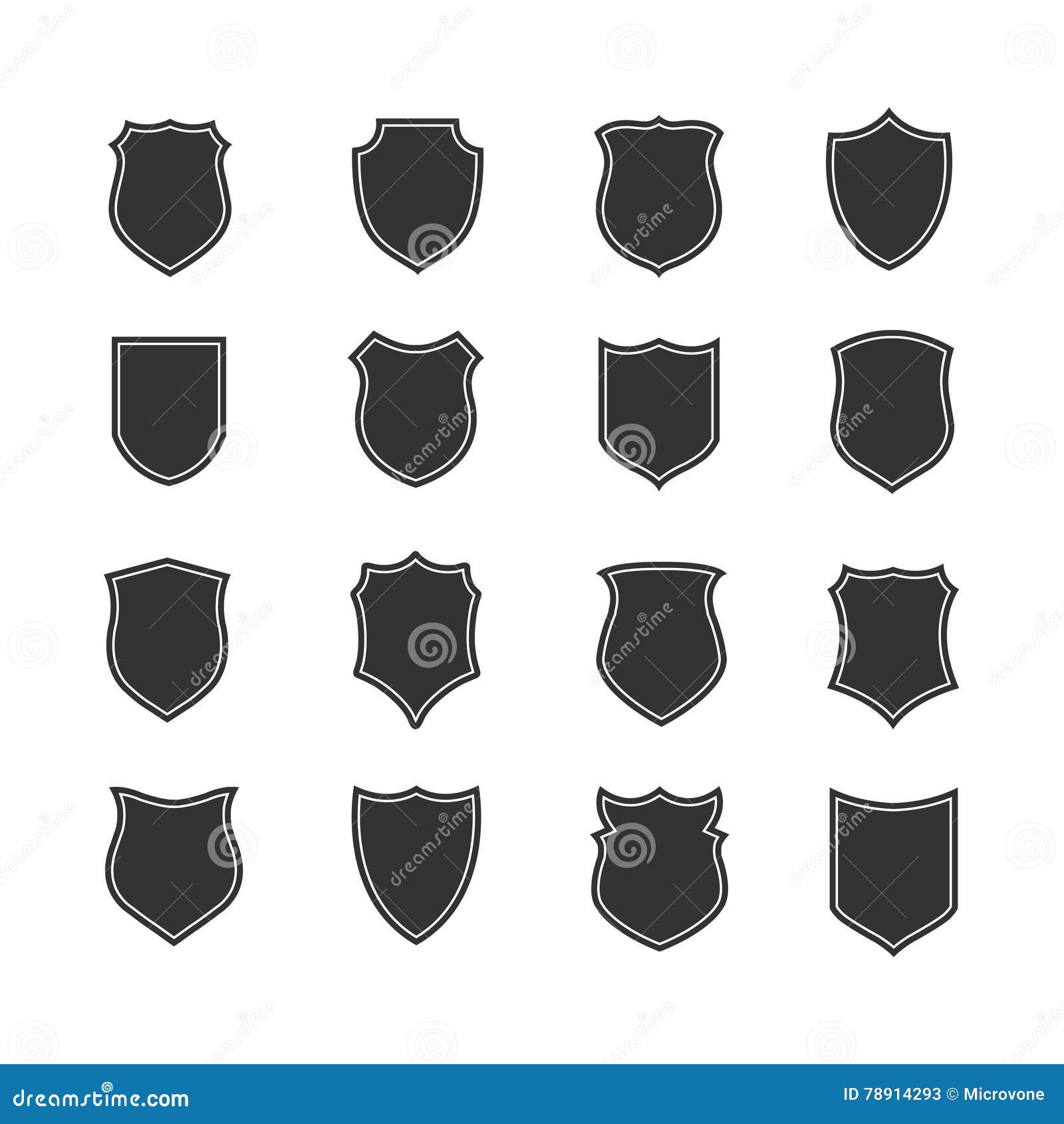 Shield Vector Silhouettes For Labels And Emblems, Security Badges ...