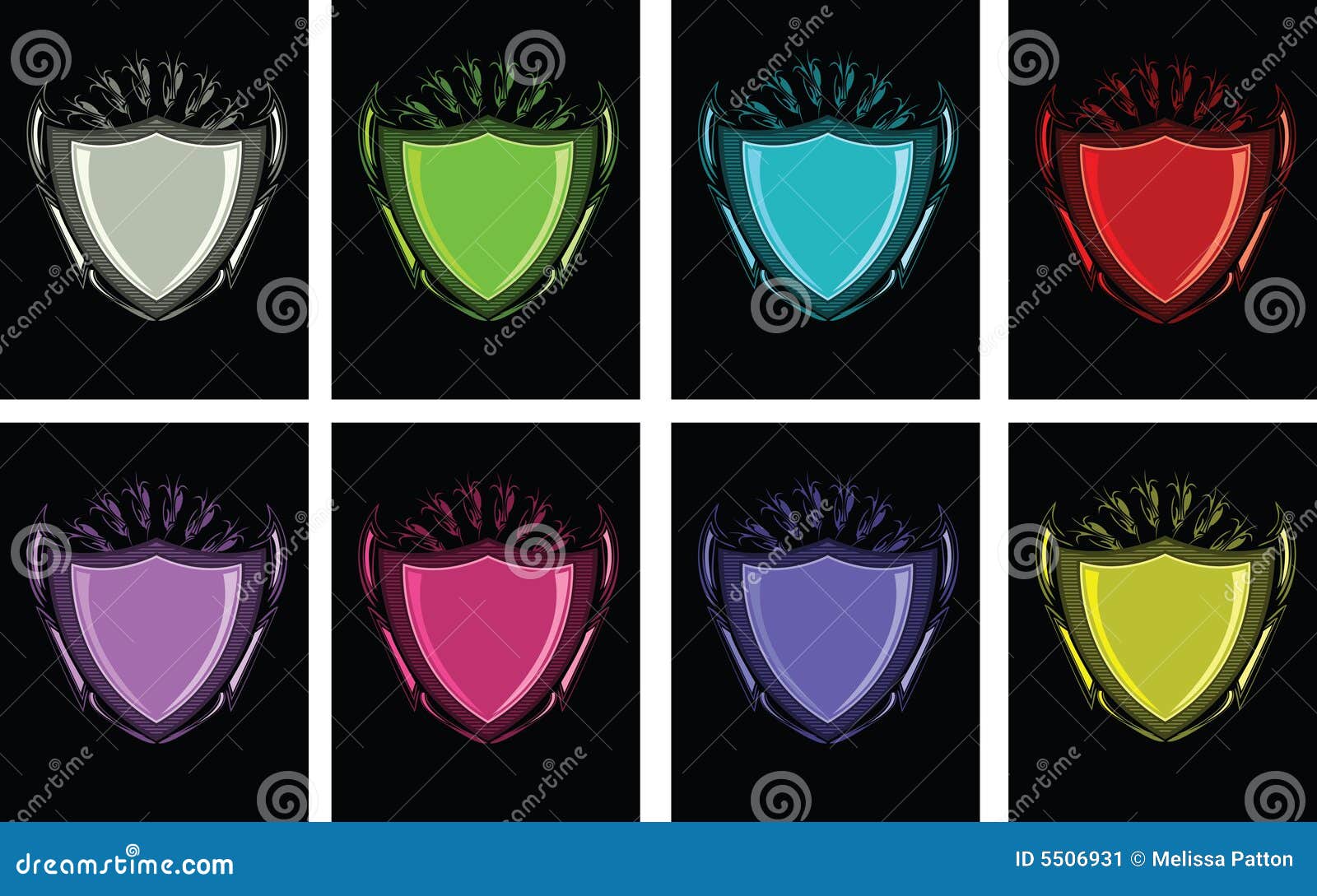 Shield Vectors in Several Colors Stock Vector - Illustration of cyan ...