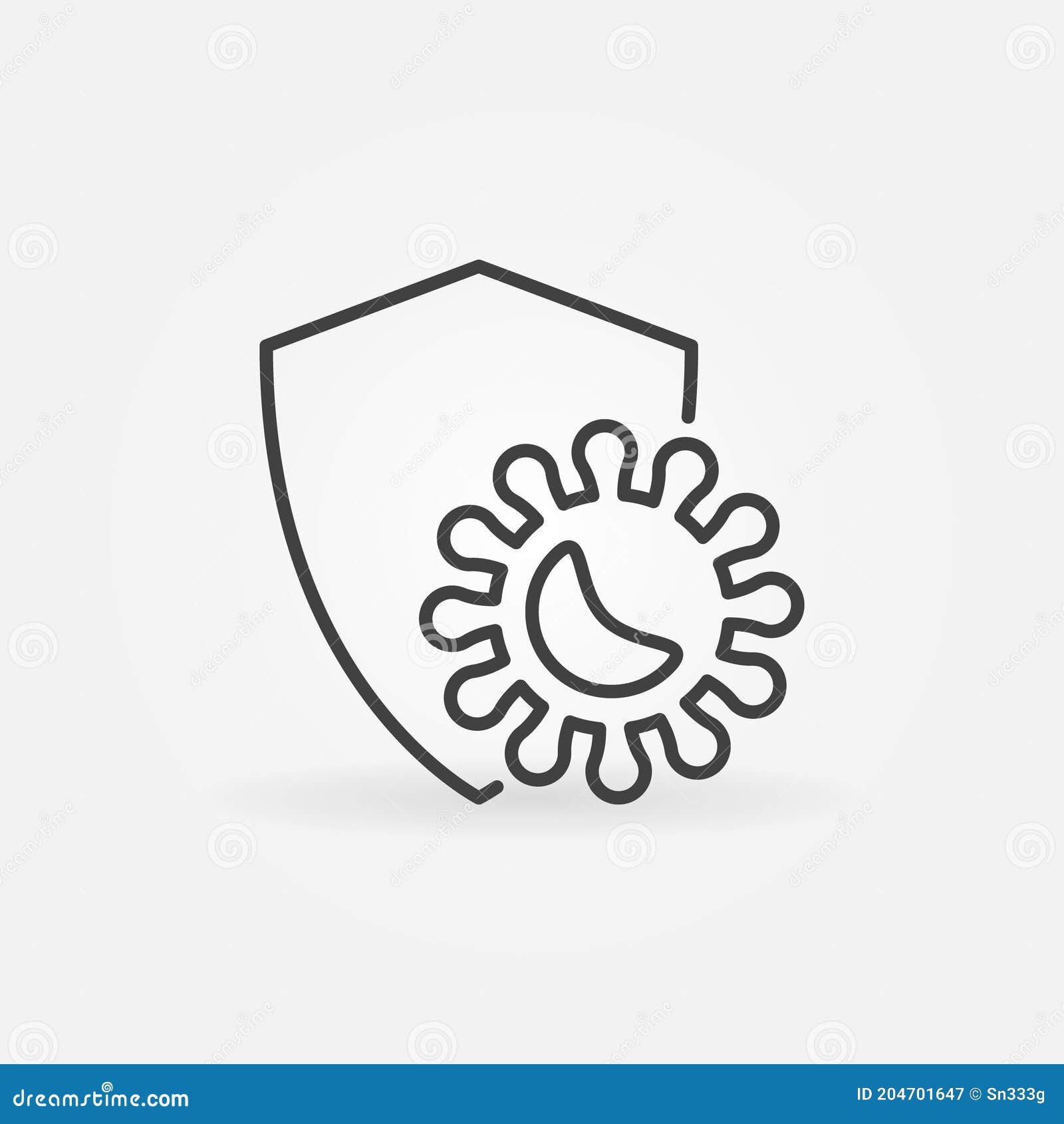 Shield with Virus Pathogen Vector Outline Minimal Icon Stock Vector ...
