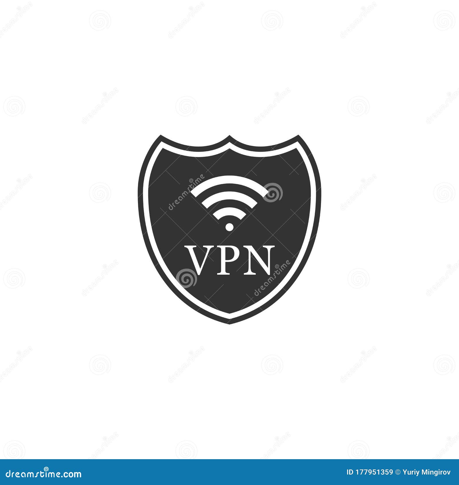 Shield with VPN and WiFi Wireless Internet Network Symbol Icon Isolated ...