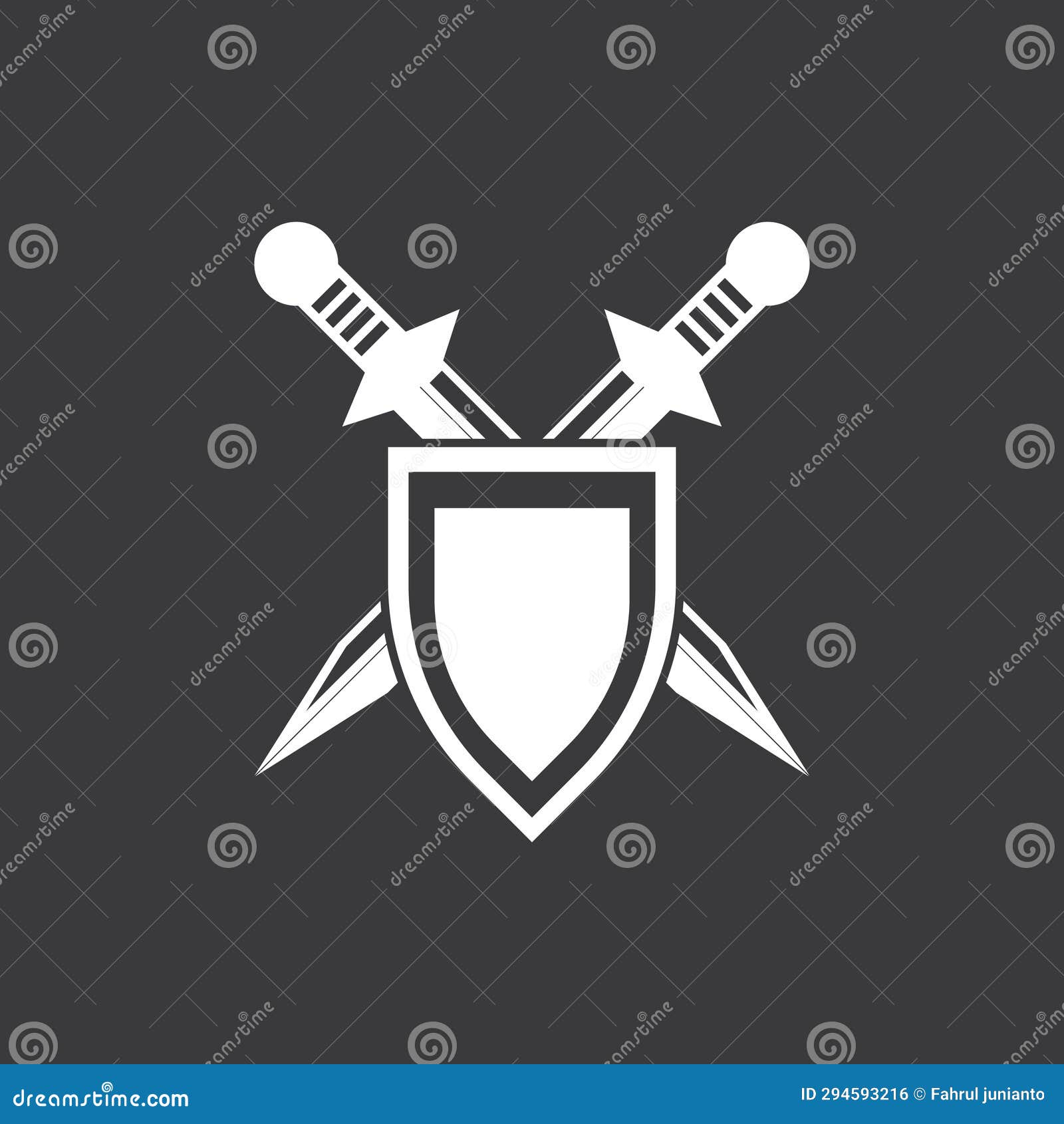 Shield Wars with Sword Logo Design Vector Illustration Stock Photo ...