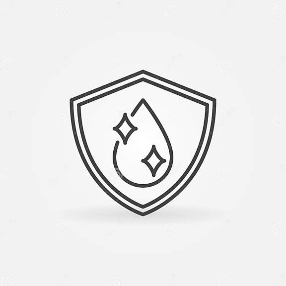 Shield with Water Drop Linear Vector Concept Icon Stock Vector ...