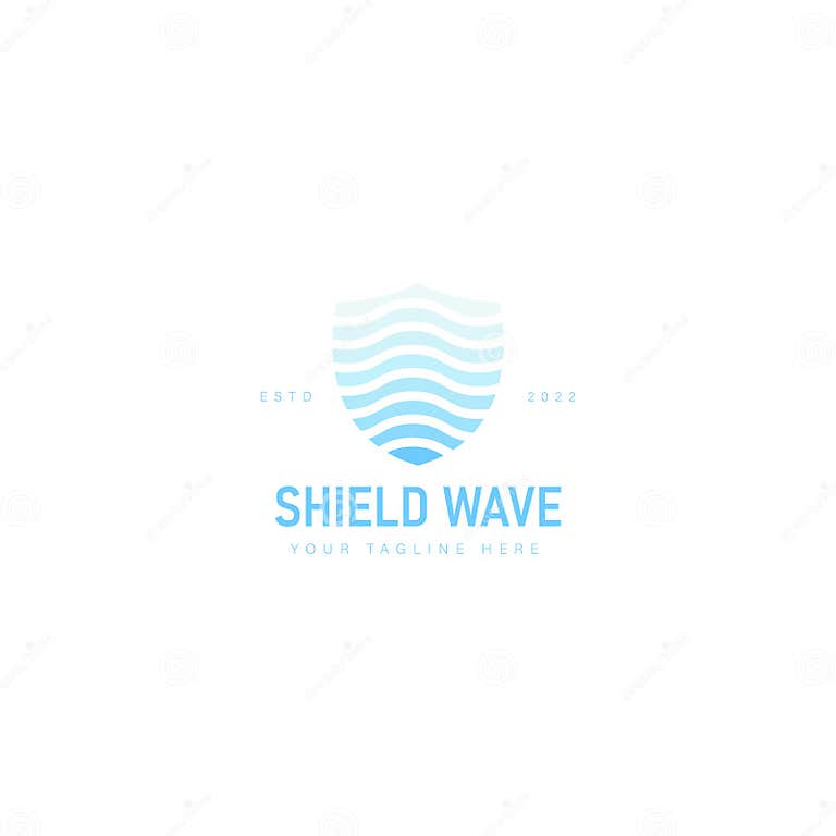 Shield Wave Logo Design Illustration Icon Stock Vector - Illustration ...