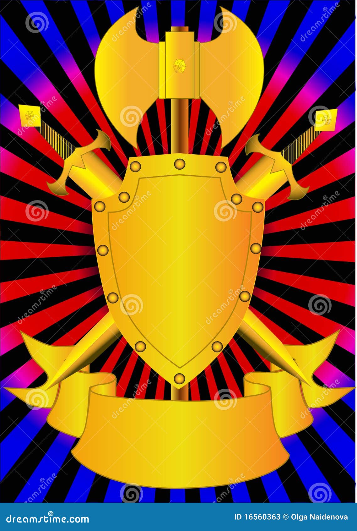 Shield and weapon stock vector. Illustration of ornate - 16560363