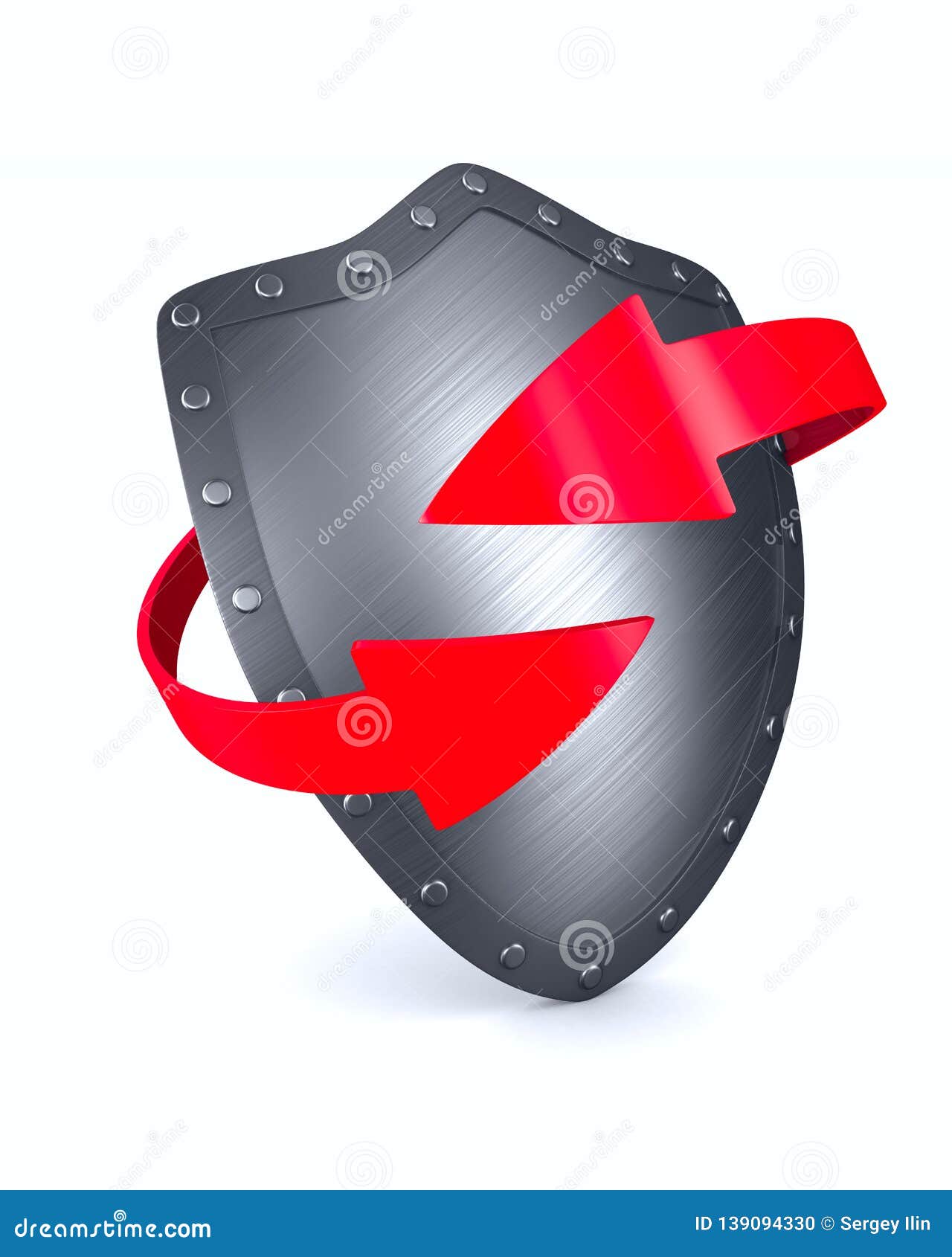 Shield on White Background. Isolated 3D Illustration Stock Illustration ...