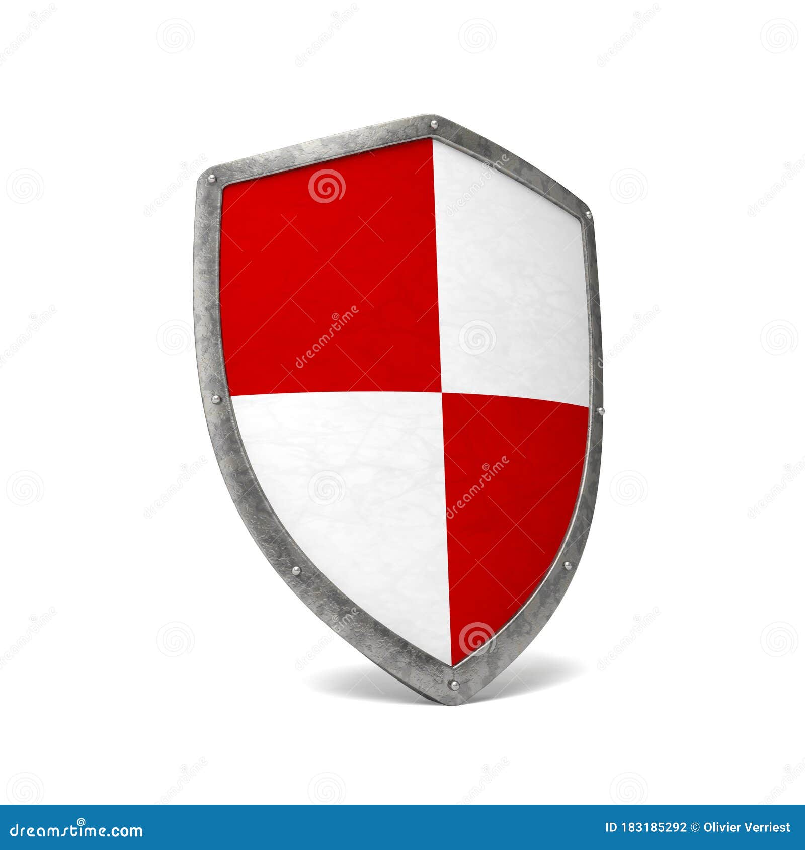 Shield White Red Security Template Protection Symbol Metal Silver Stock ...