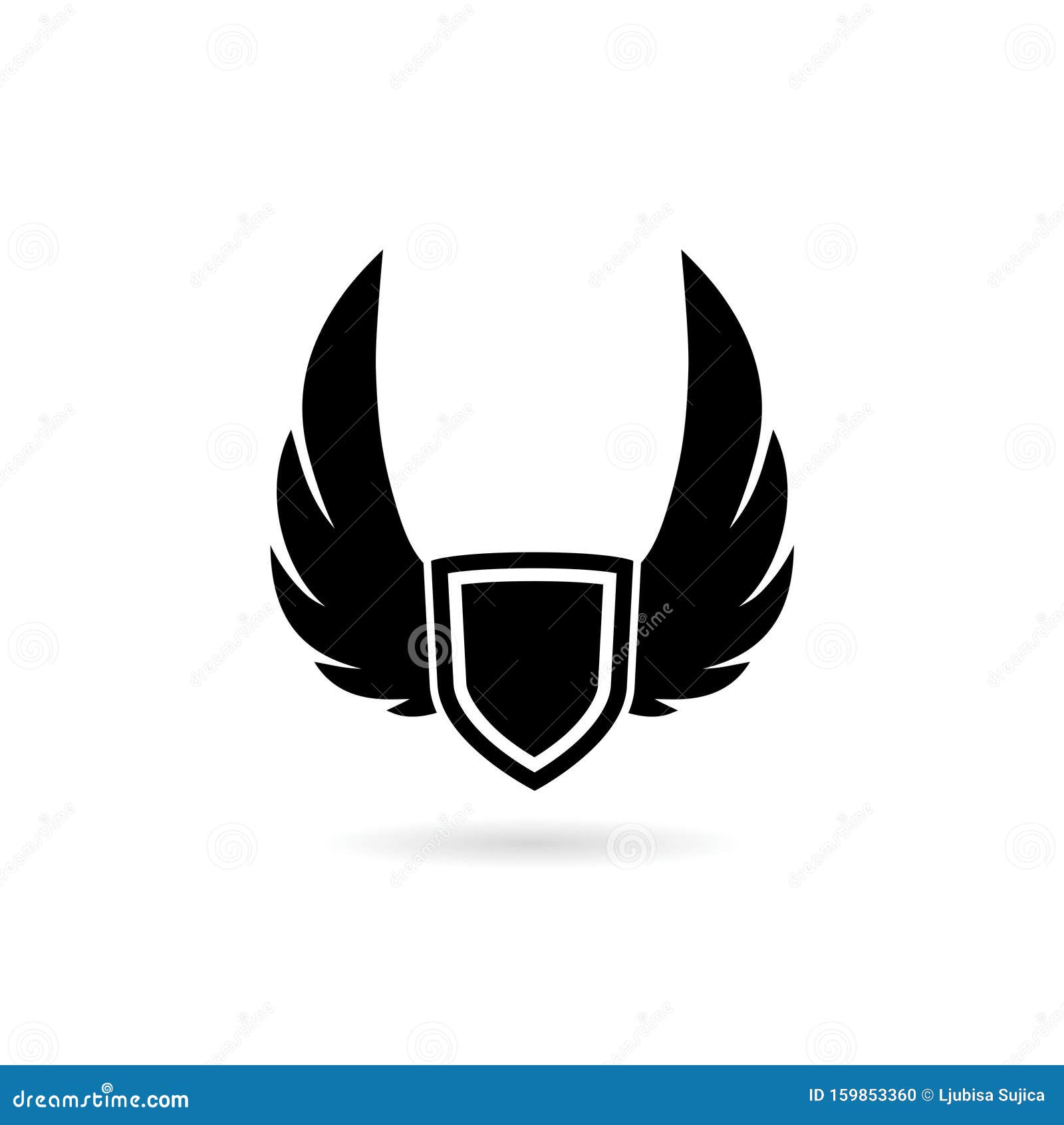 Shield Wing Logo Black Icon Solated on White Background Stock ...
