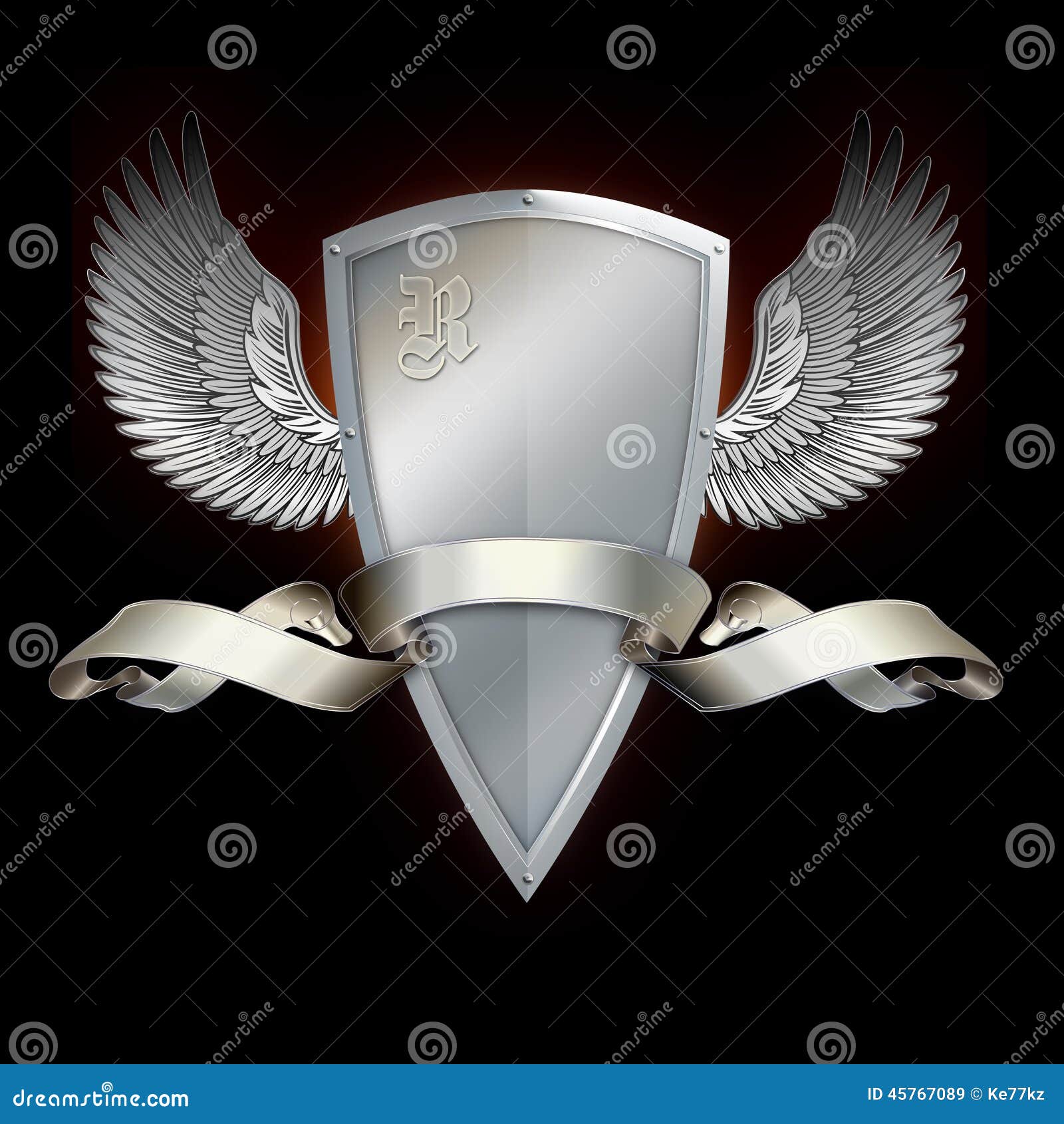 Shield with Wings and Banner. Stock Illustration - Illustration of ...