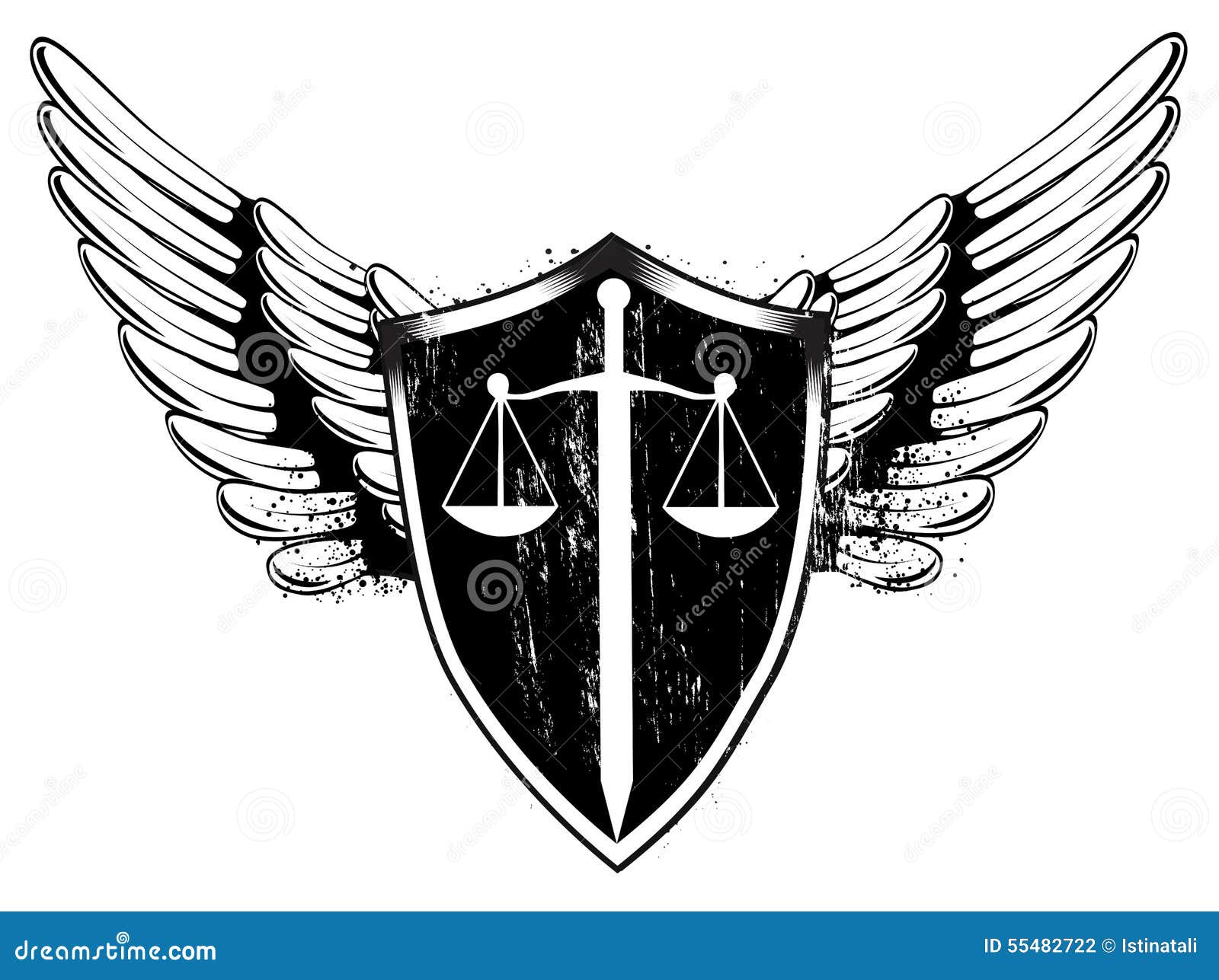 Shield and wings. stock vector. Illustration of icon - 55482722