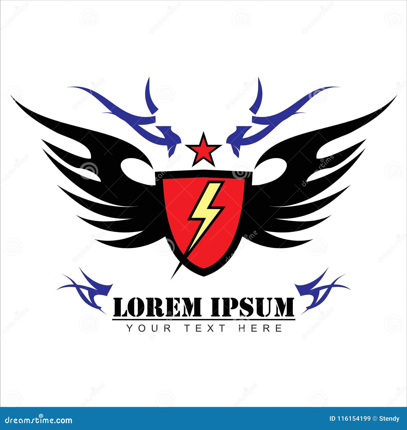 Shield Wings with the Star and Light Icon Stock Illustration ...