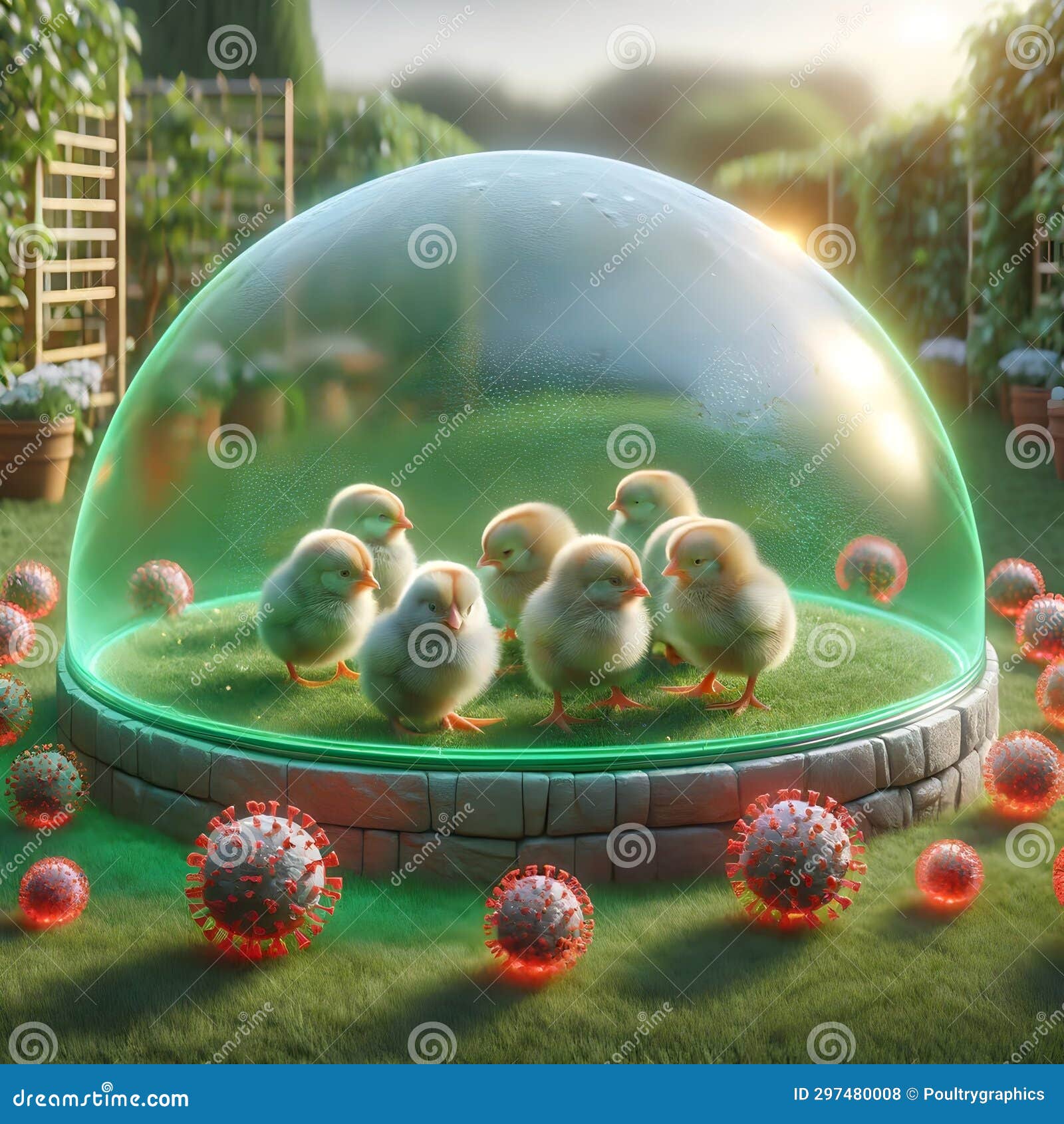 Shielded by Light a Dome-Covered Chicken House Representing Immune ...