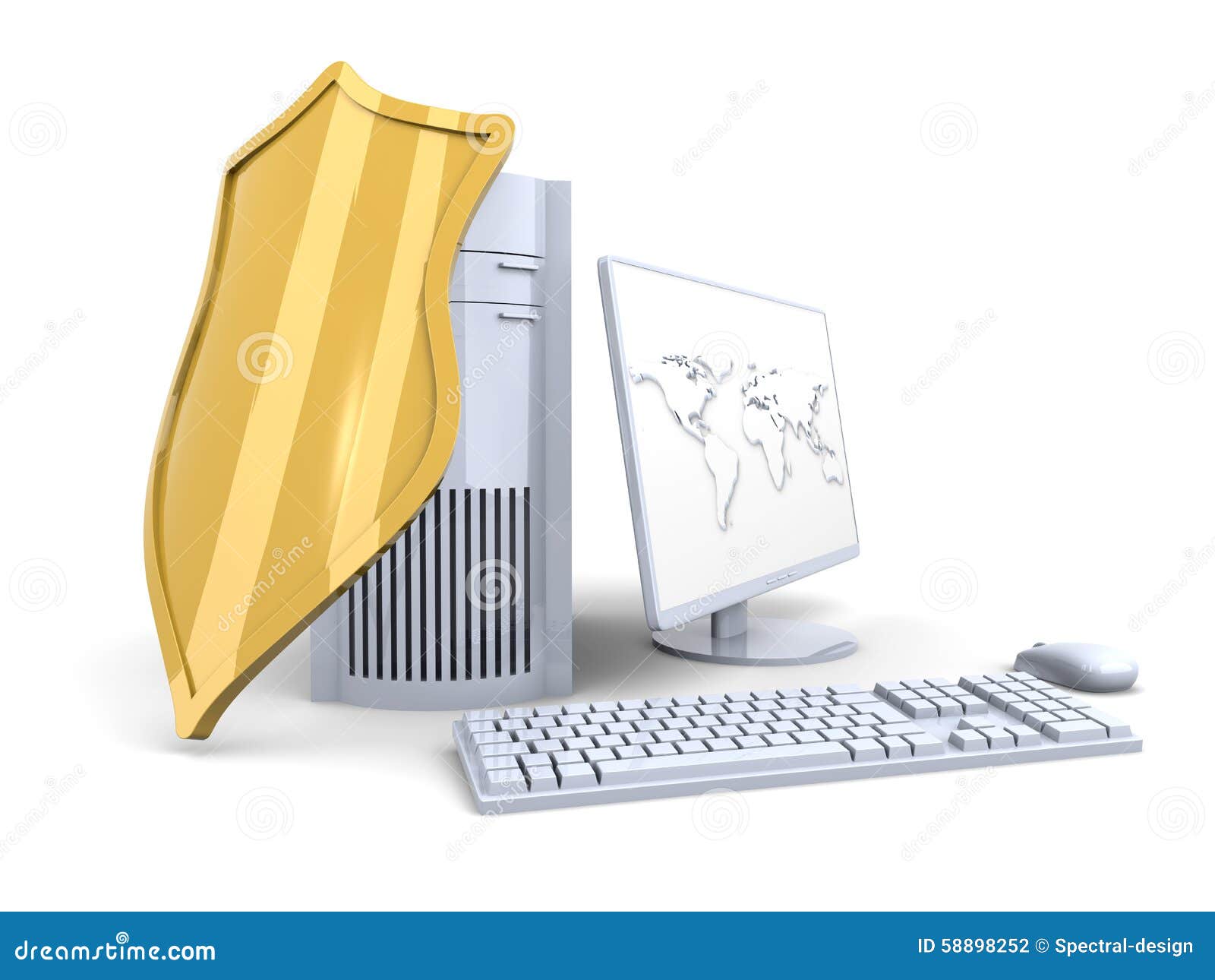 A Shielded and Protected Desktop Computer System Stock Illustration ...
