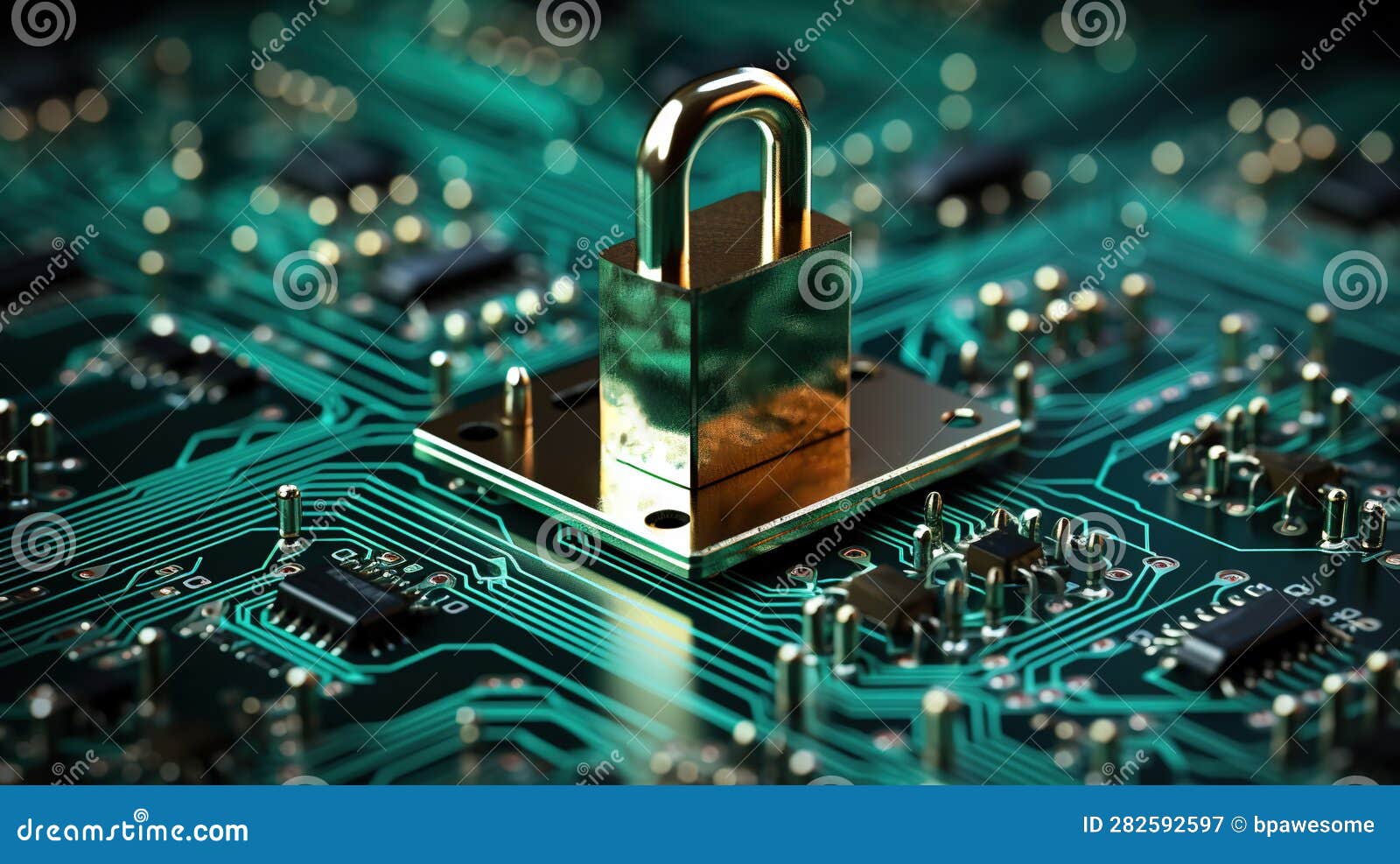 Shielding the Heart: Abstract Depiction of Motherboard and CPU Lock in ...