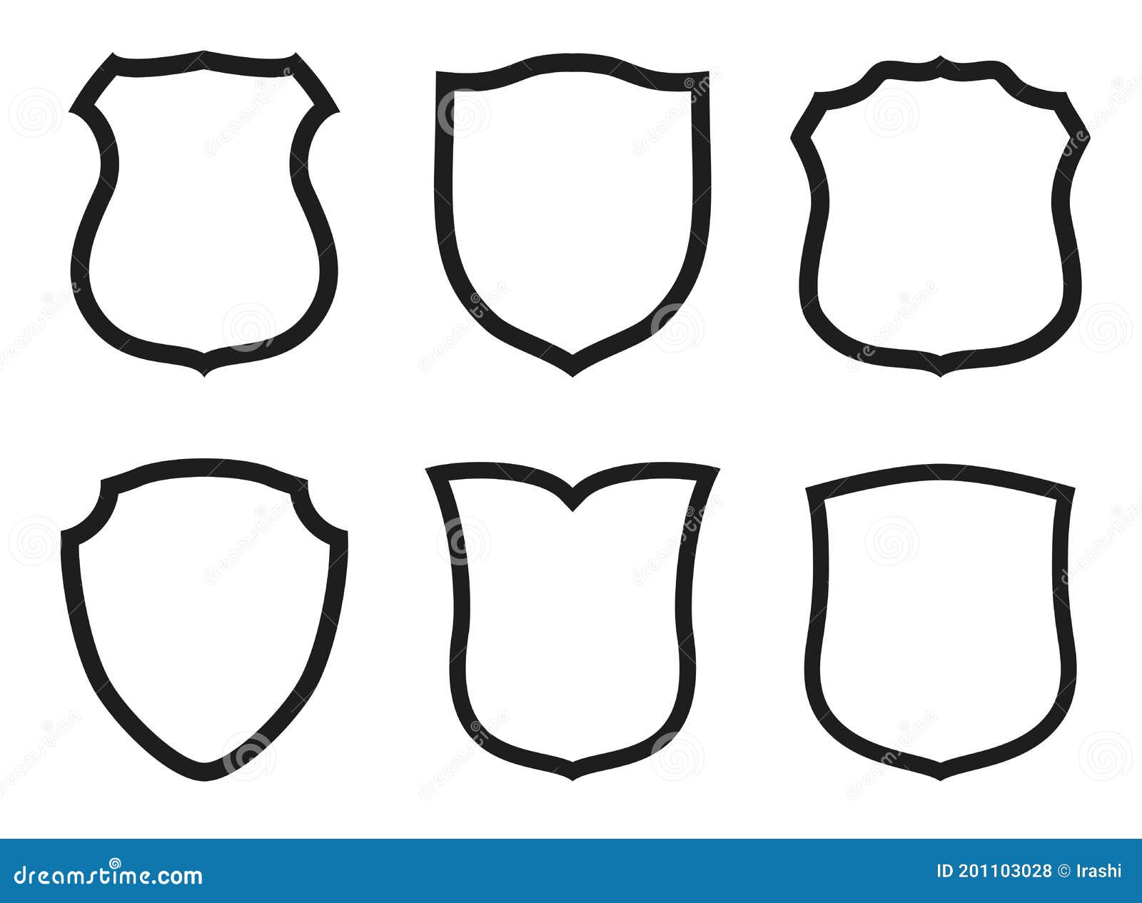 Shields Badge Icon Set. Outline Shield Label, Symbol Of Safety, Power ...