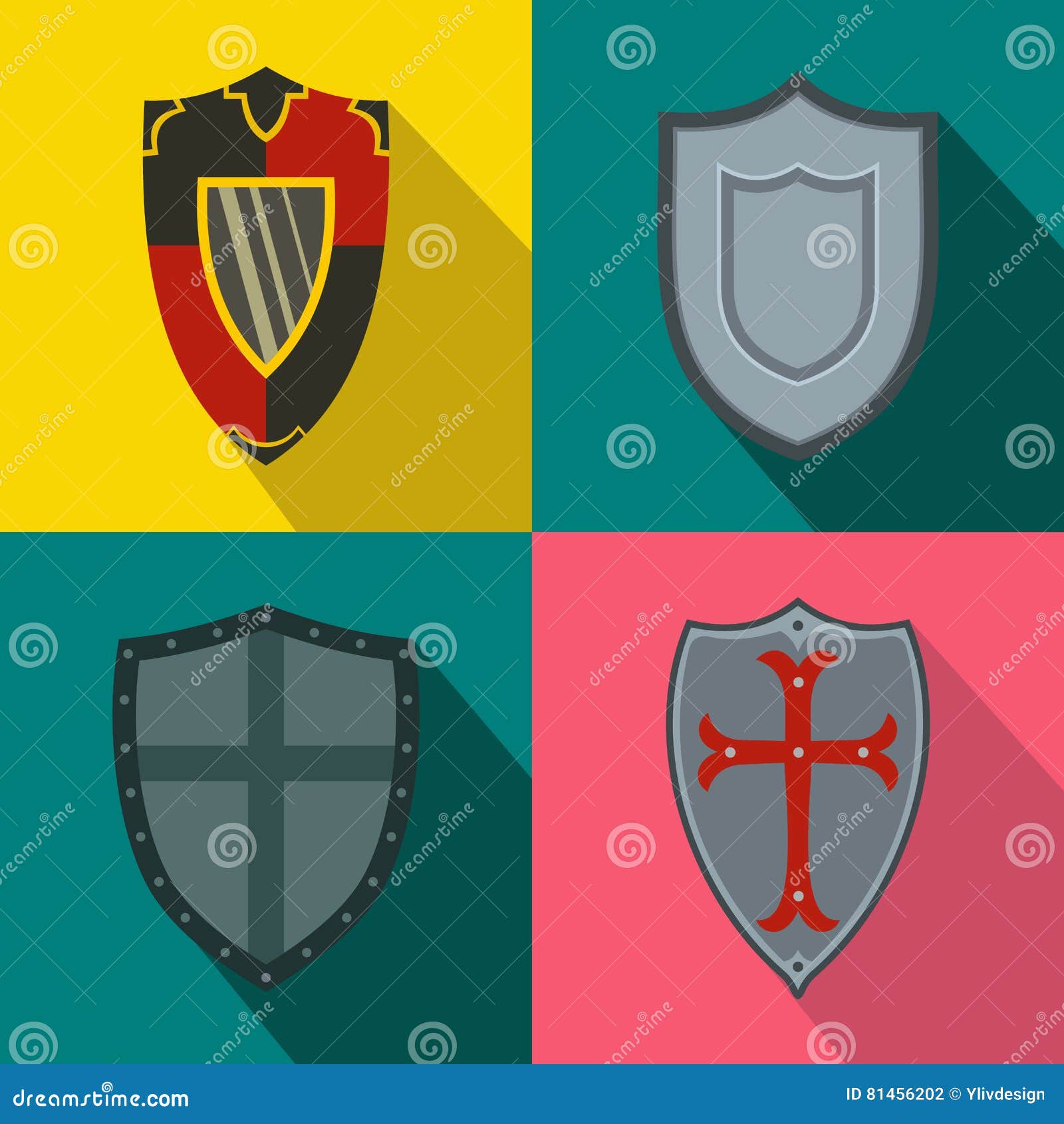 Shields Banners Set, Flat Style Stock Vector - Illustration of black ...