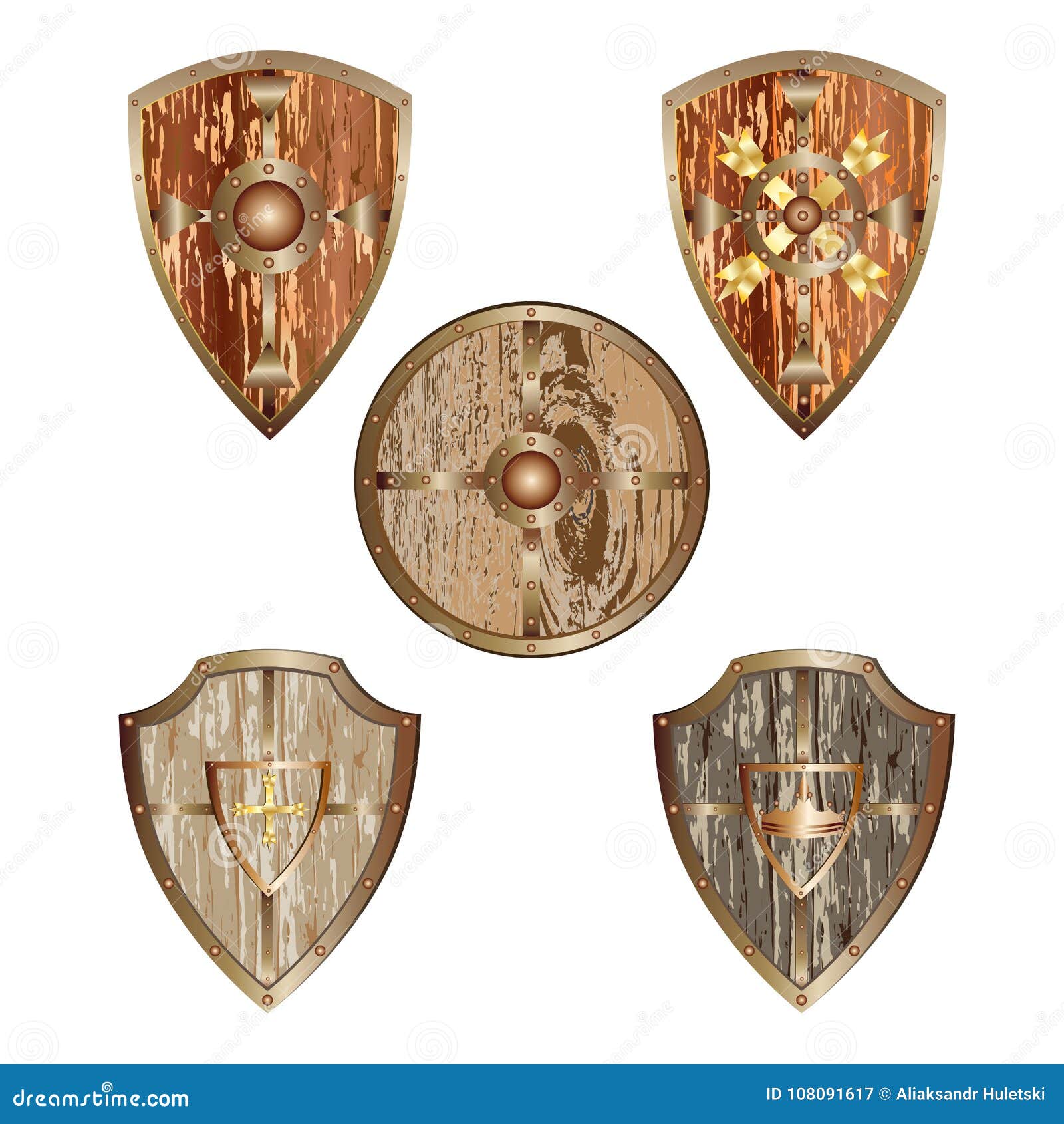 Shields_brass_frame_set ilustración del vector. Ilustración de icono ...
