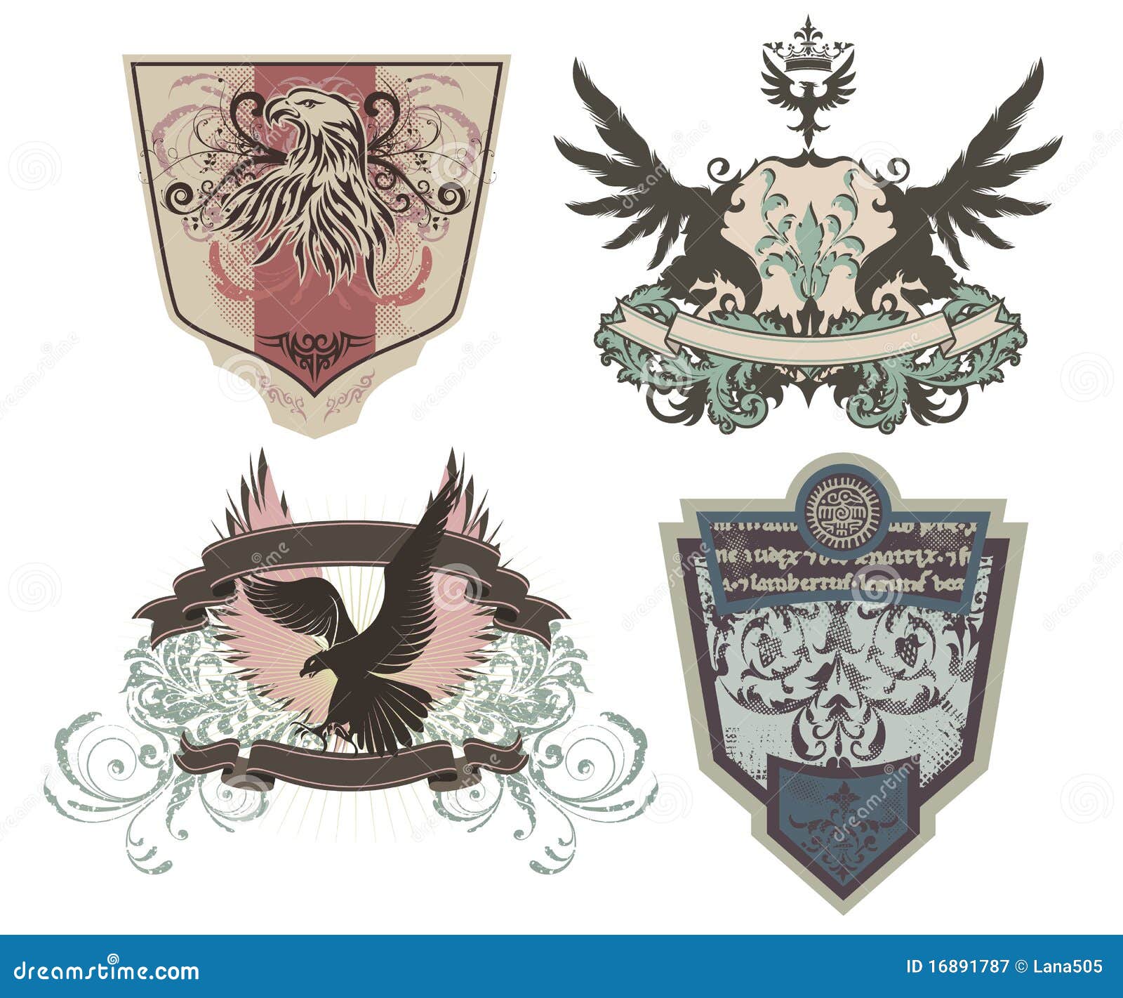 Shields, Crests, Emblems stock illustration. Illustration of beaten ...