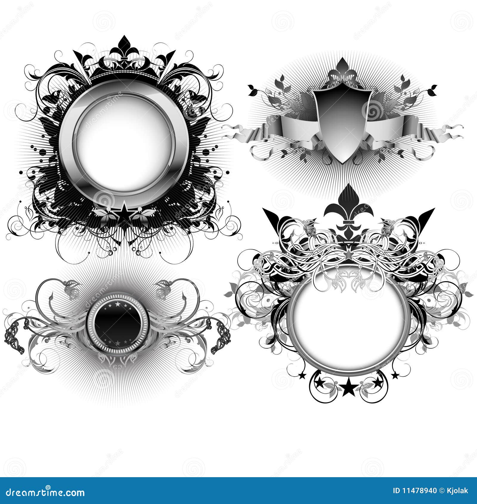 Shields decorative stock vector. Illustration of heraldic - 11478940